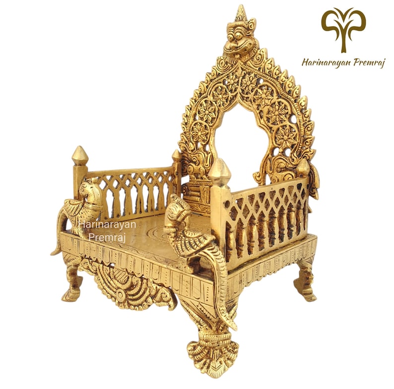 Brass Throne Seat Singhasan, 21CM Pooja Chowki in Brass, Choki for ...