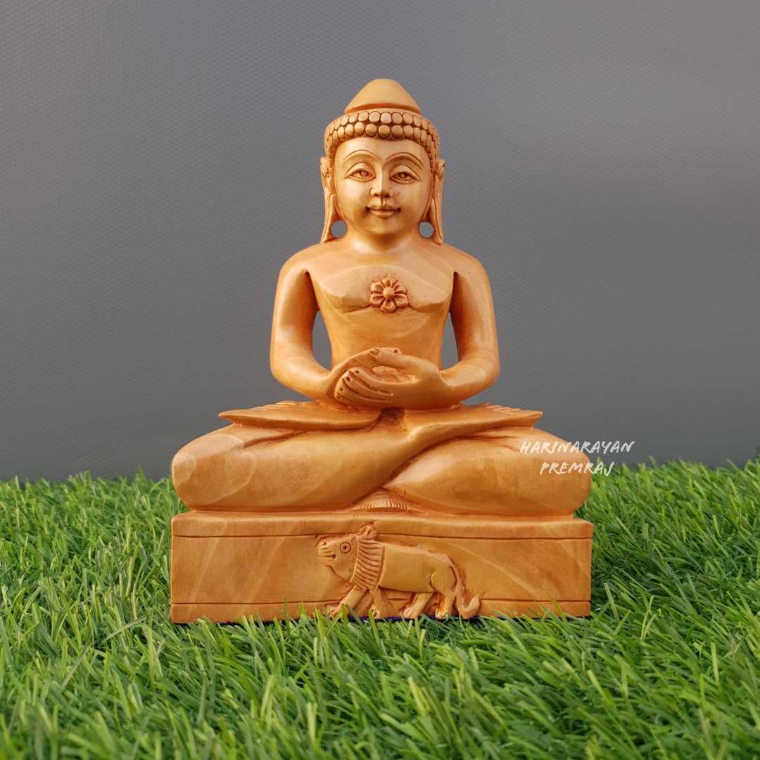 Wooden Mahaveer Swamy Idol, 15.5CM Handcarved Mahavir Bhagwaan ...