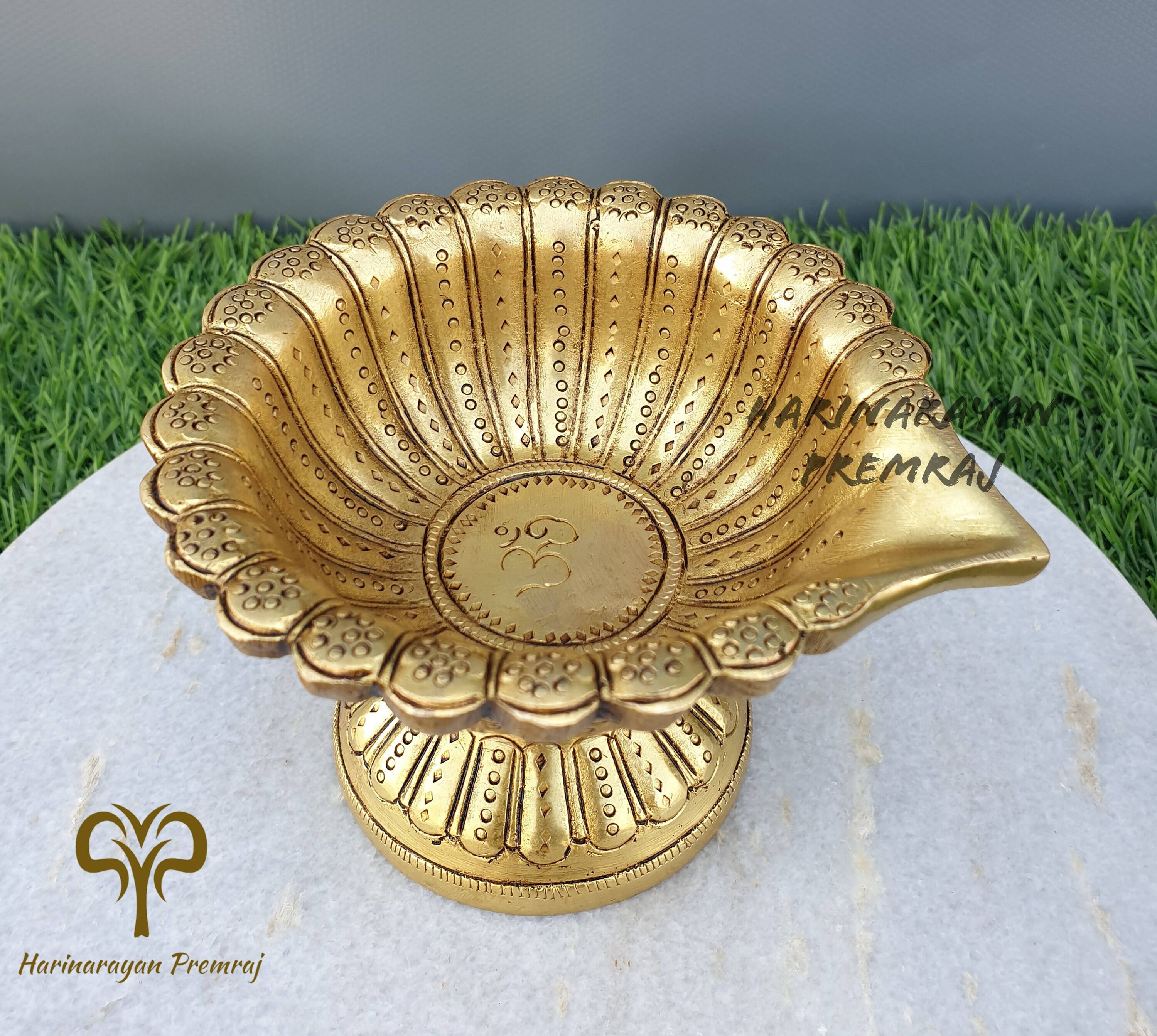 Brass Diya for Puja Temple Decoration, 13CM, Large Diya Stand Oil Lamp ...