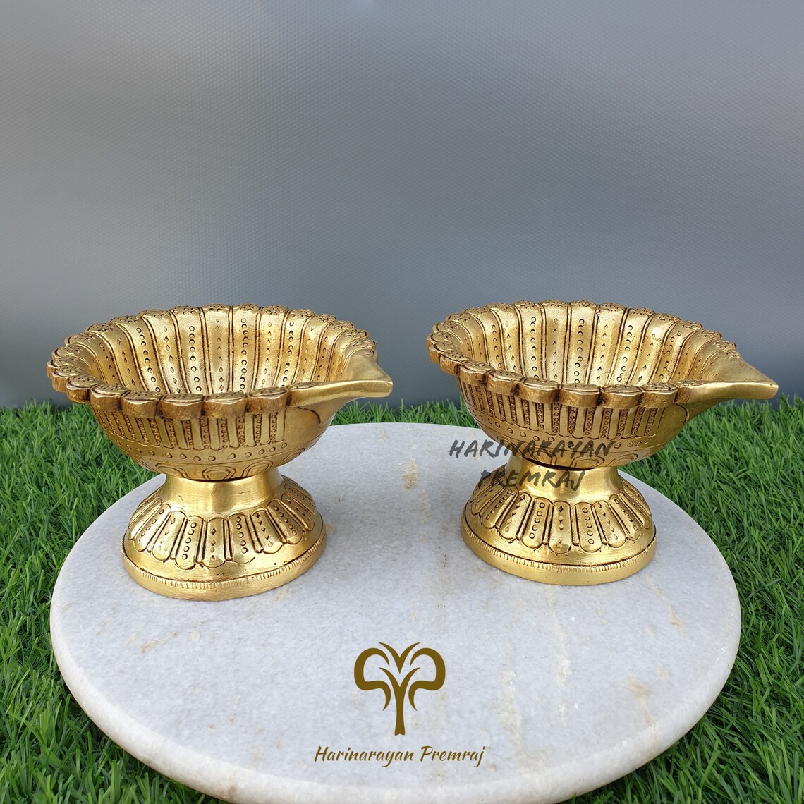 Brass Diya for Puja Temple Decoration, 13CM, Large Diya Stand Oil Lamp ...