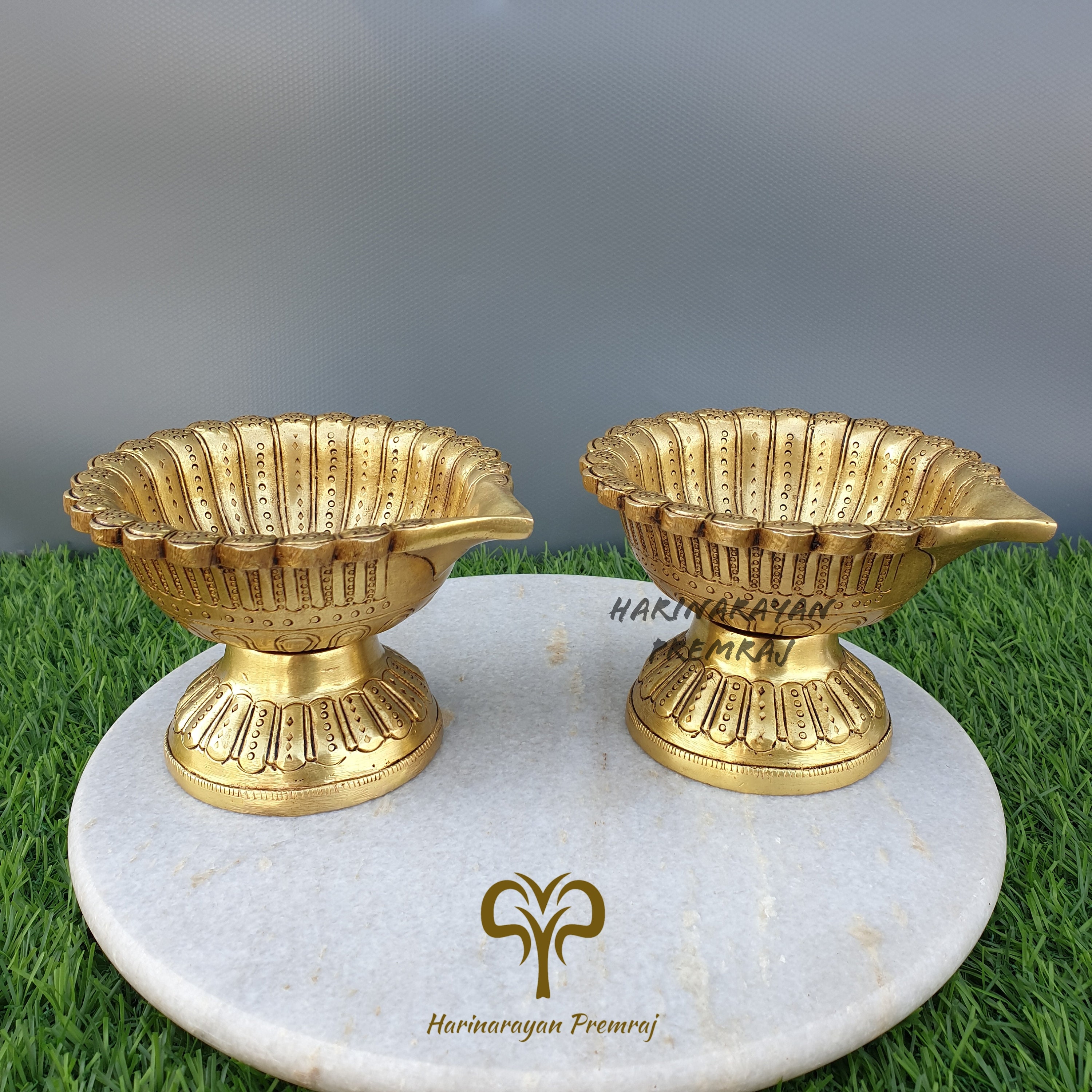 Brass Diya for Puja Temple Decoration, 13CM, Large Diya Stand Oil Lamp ...