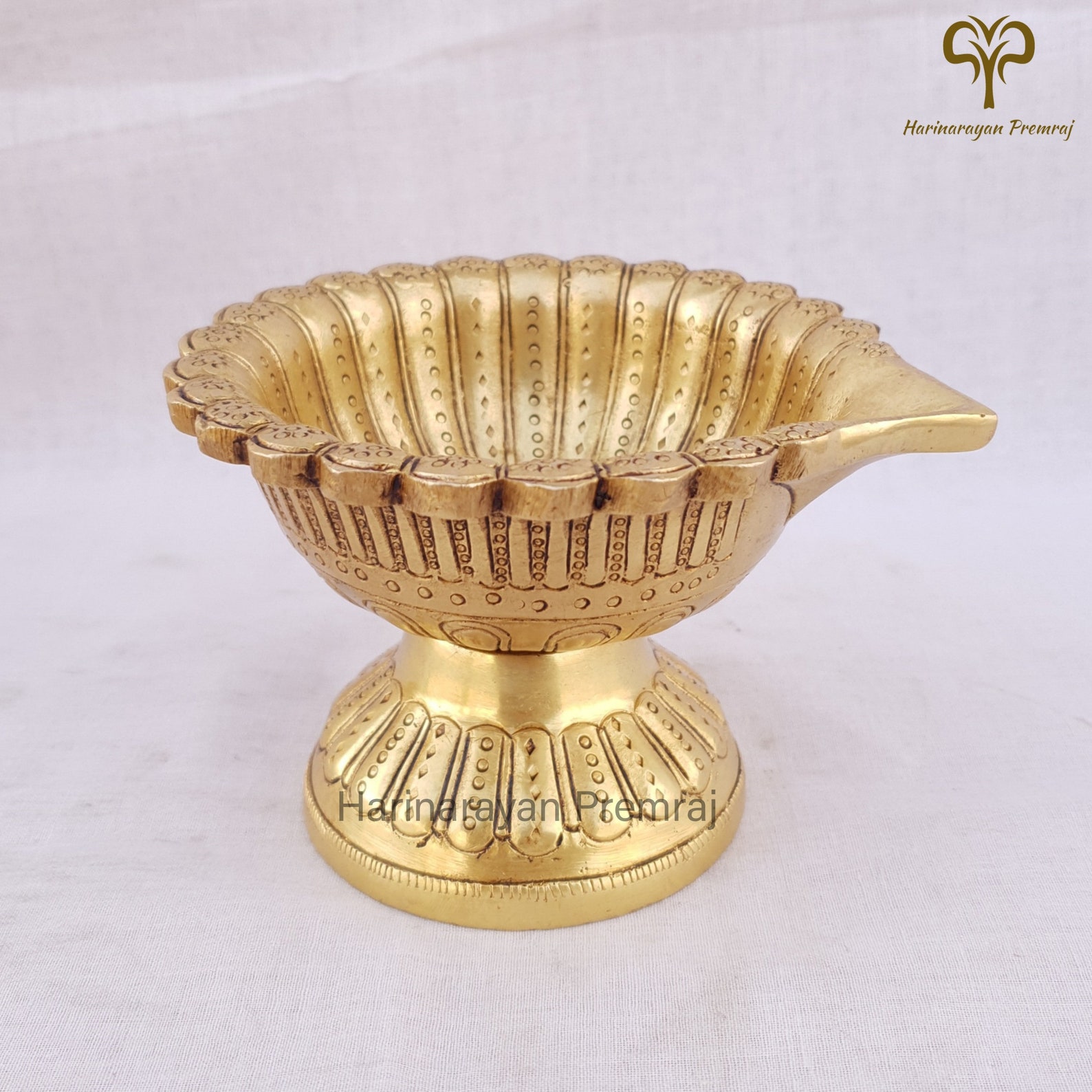 Brass Diya for Puja Temple Decoration, 13CM, Large Diya Stand Oil Lamp ...