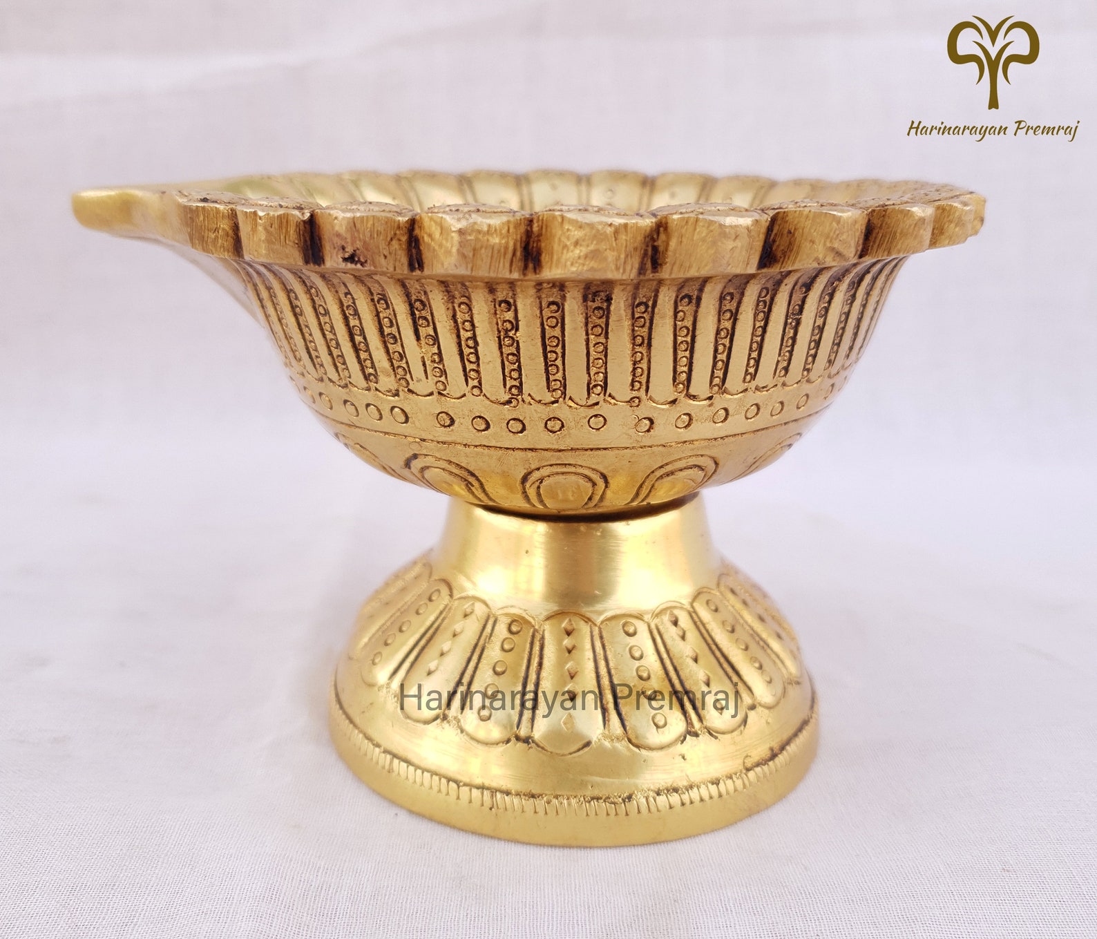 Brass Diya for Puja Temple Decoration, 13CM, Large Diya Stand Oil Lamp ...