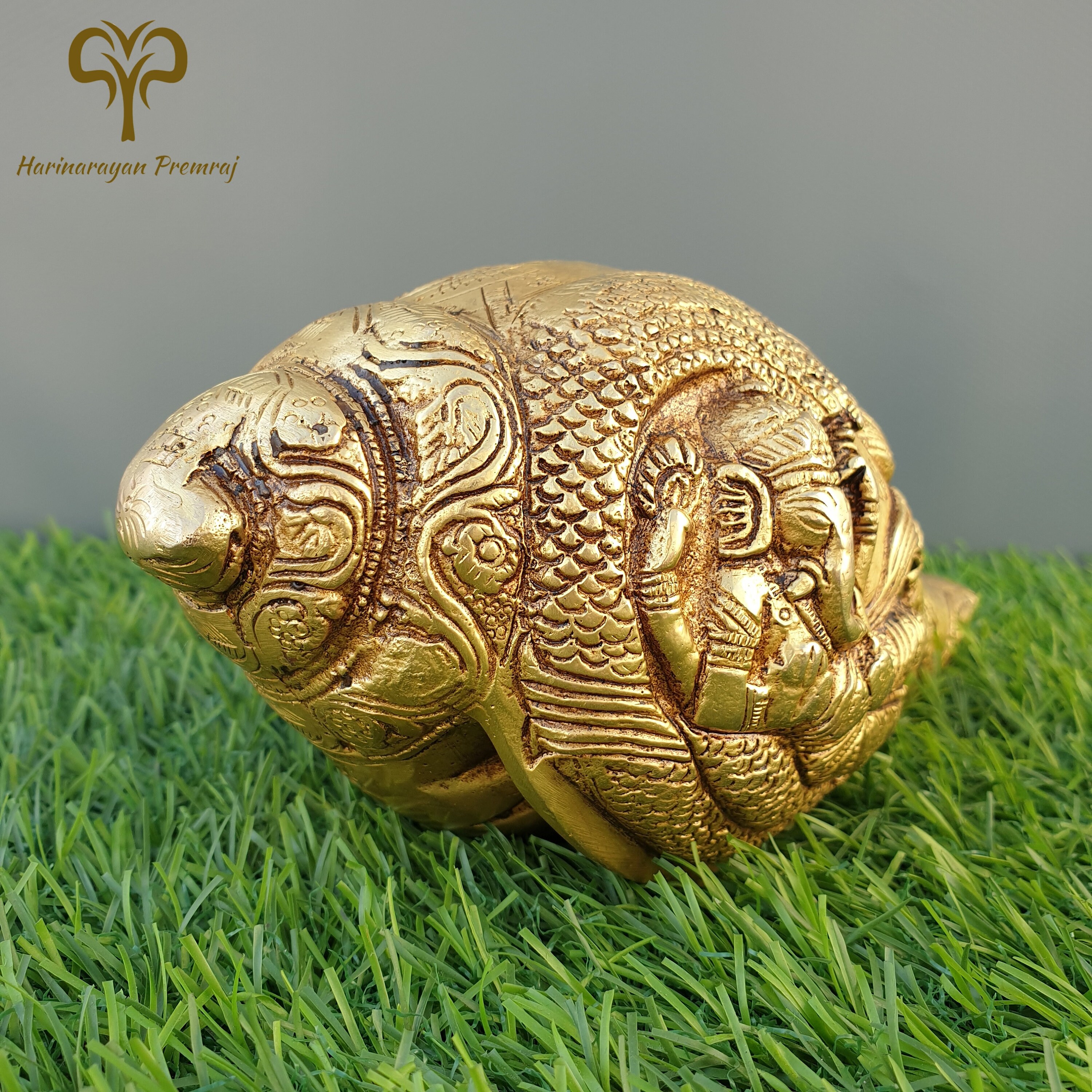 Brass Lord Ganesha Carving Conch Shell, 18CM Brass Conch Shankh ...