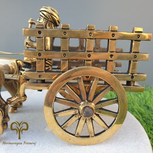 Brass Bull Cart Showpiece, 23CM Vintage Indian Village Bullock Cart ...