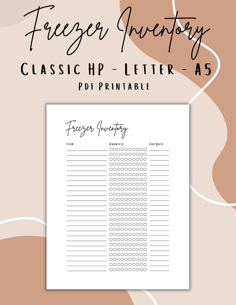 Freezer Inventory (3 Sizes) - Printable PDF - Household Management ...