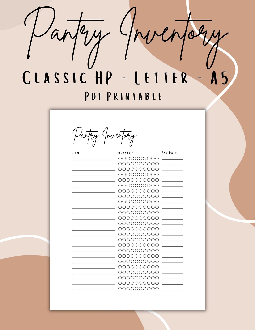 Pantry Inventory (3 Sizes) - Printable PDF - Household Management, Meal ...