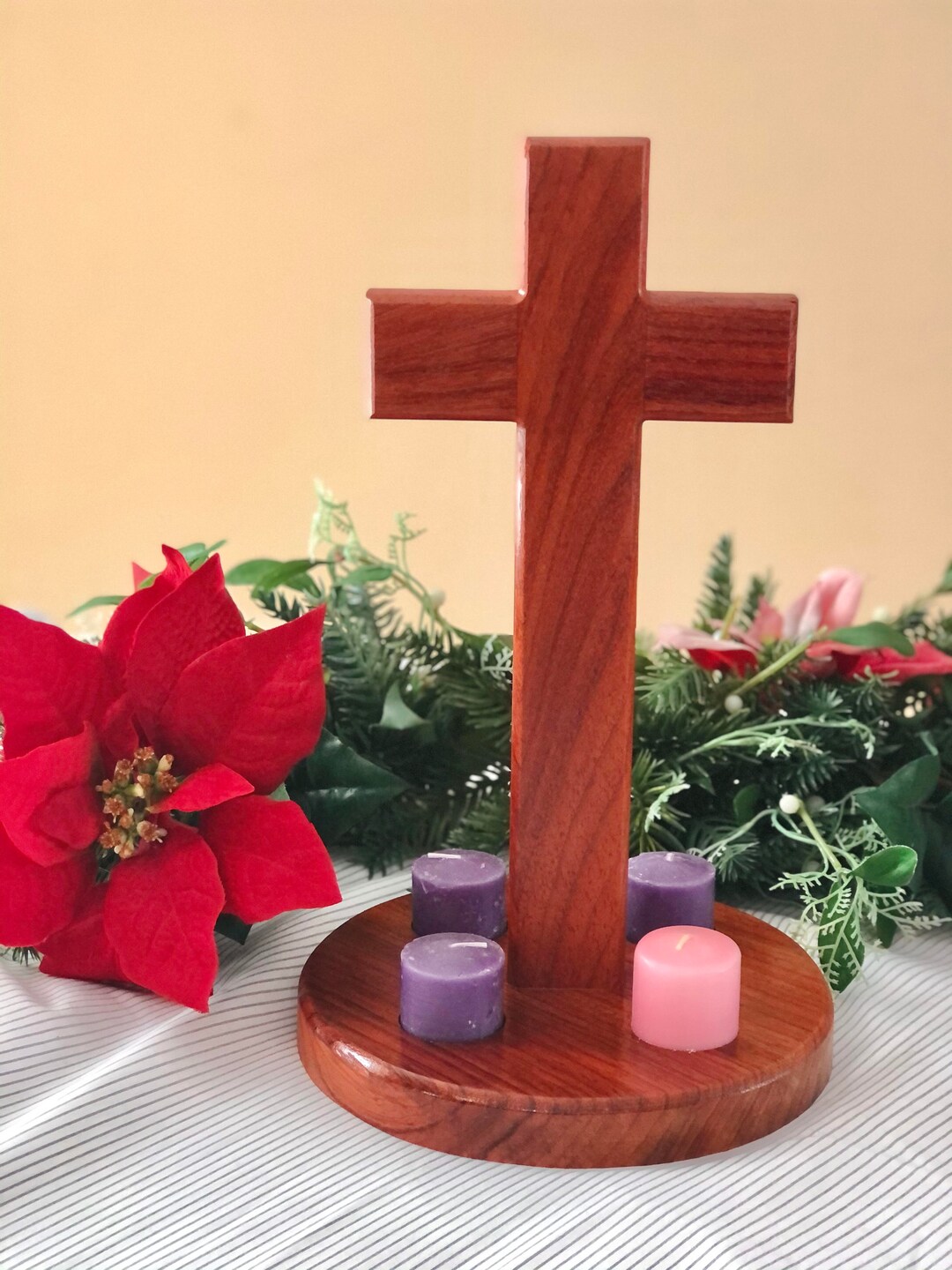 Advent Cross Padauk Wooden Cross Christmas Decor Holiday - Etsy