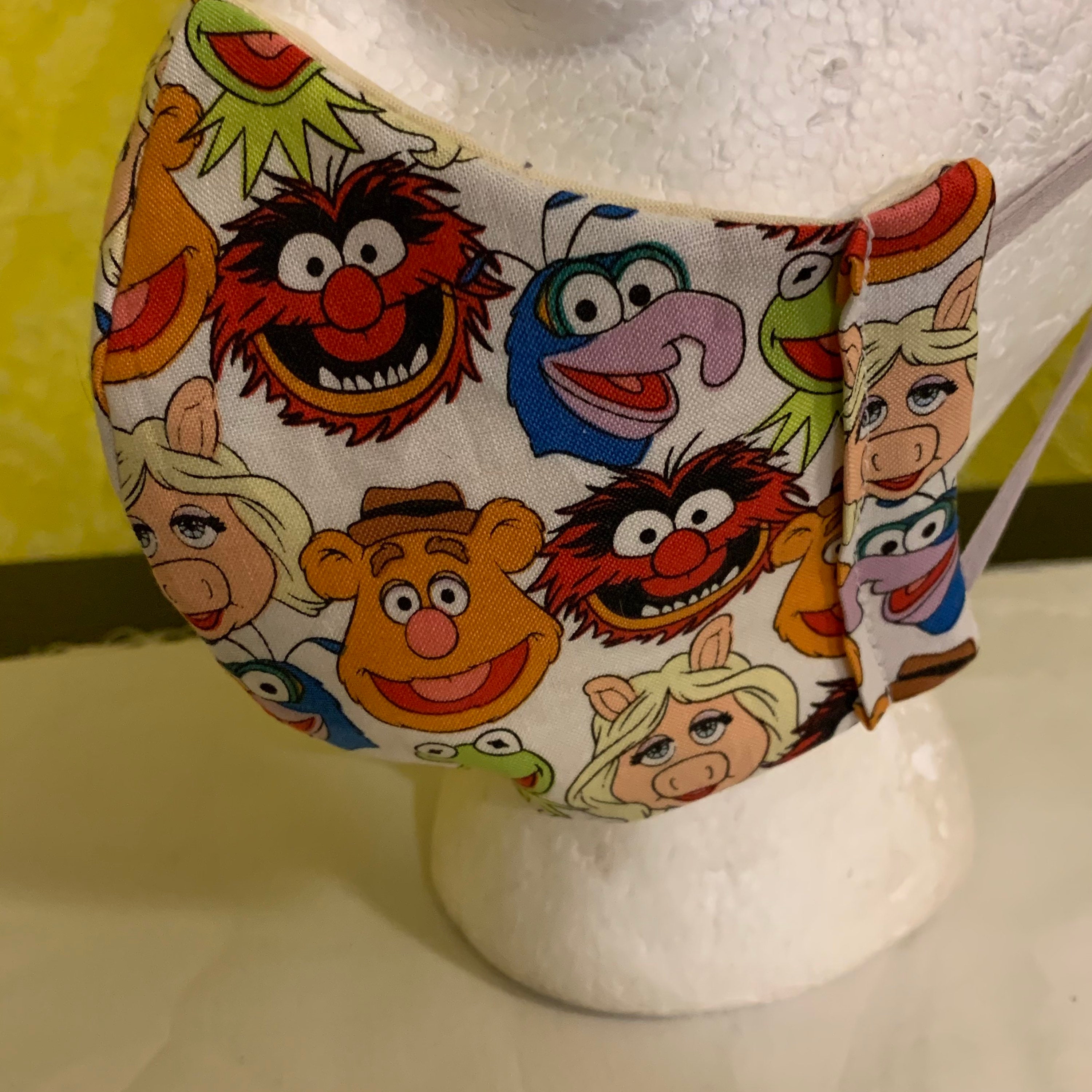 Muppets cotton face fun print mask with adjustable ear loops. | Etsy