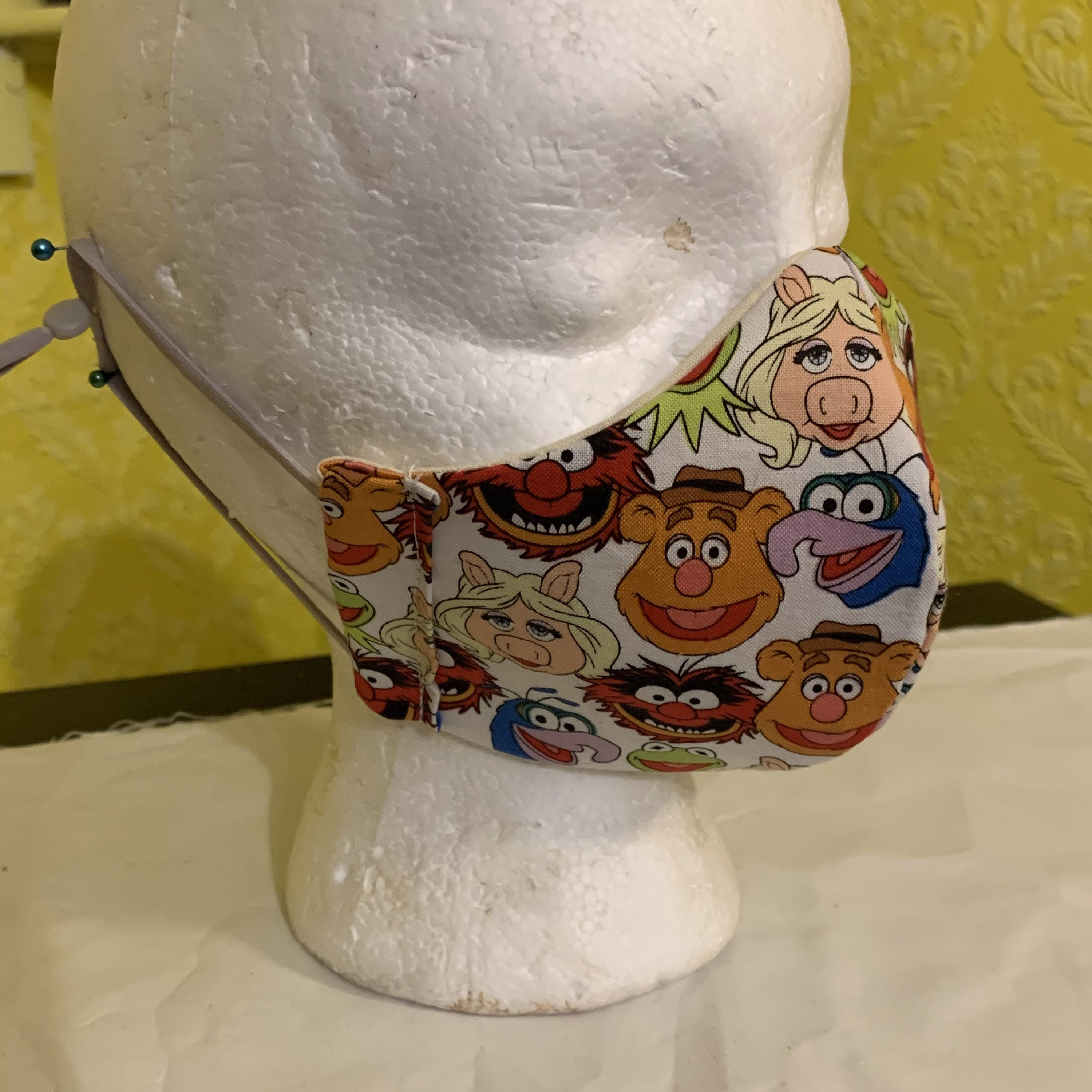 Muppets cotton face fun print mask with adjustable ear loops. | Etsy