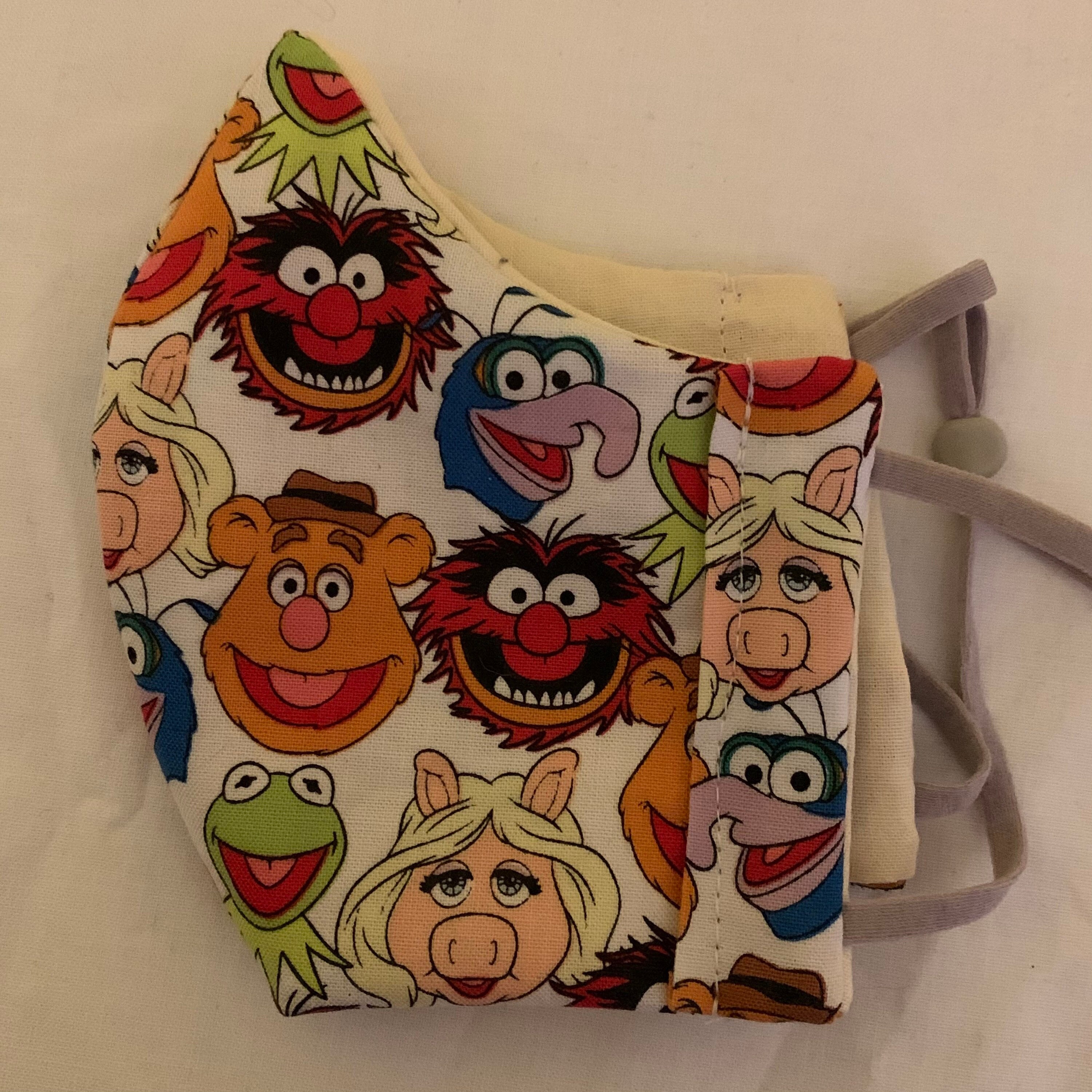 Muppets cotton face fun print mask with adjustable ear loops. | Etsy