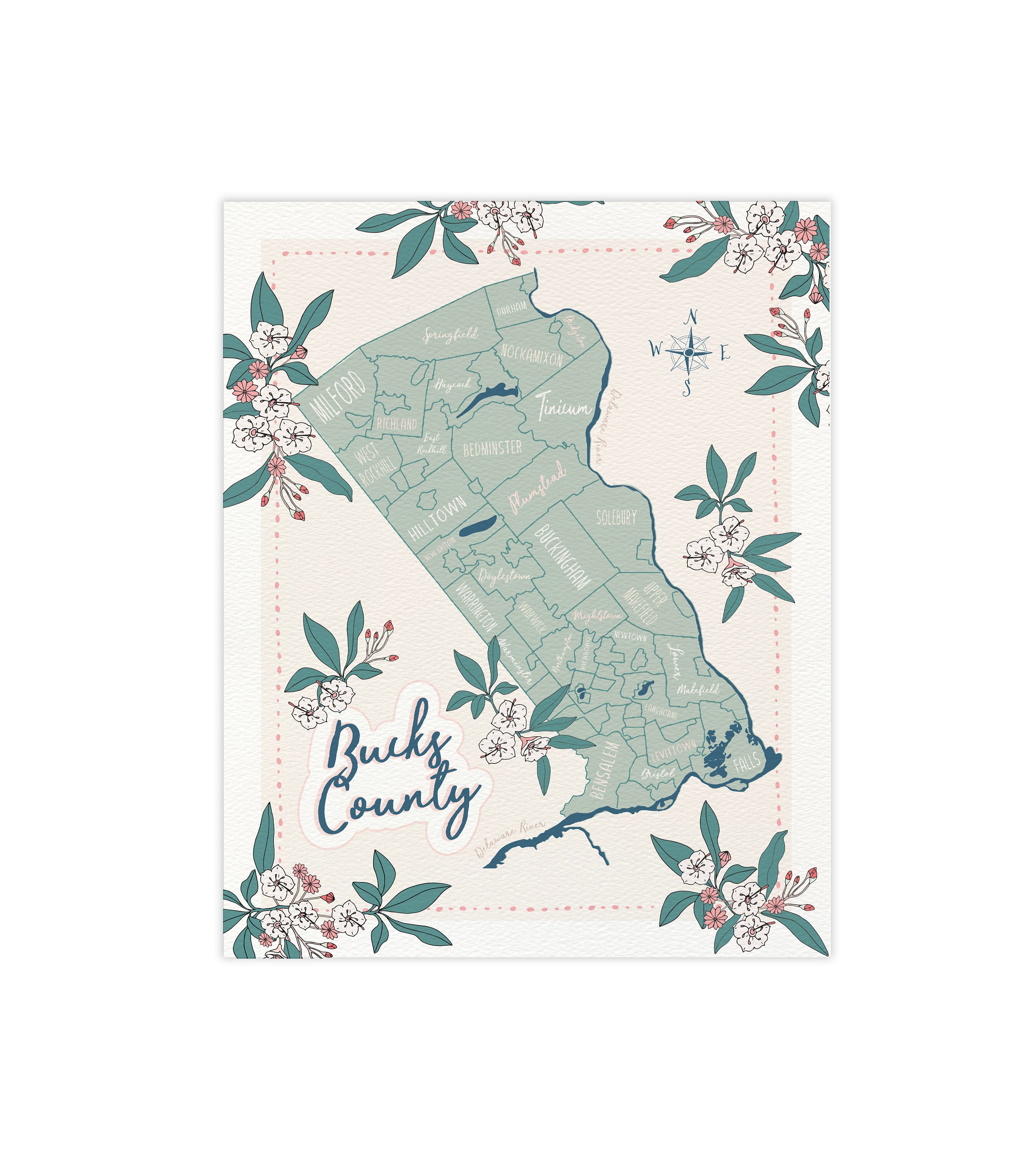 Bucks County Pennsylvania Map Print - Etsy
