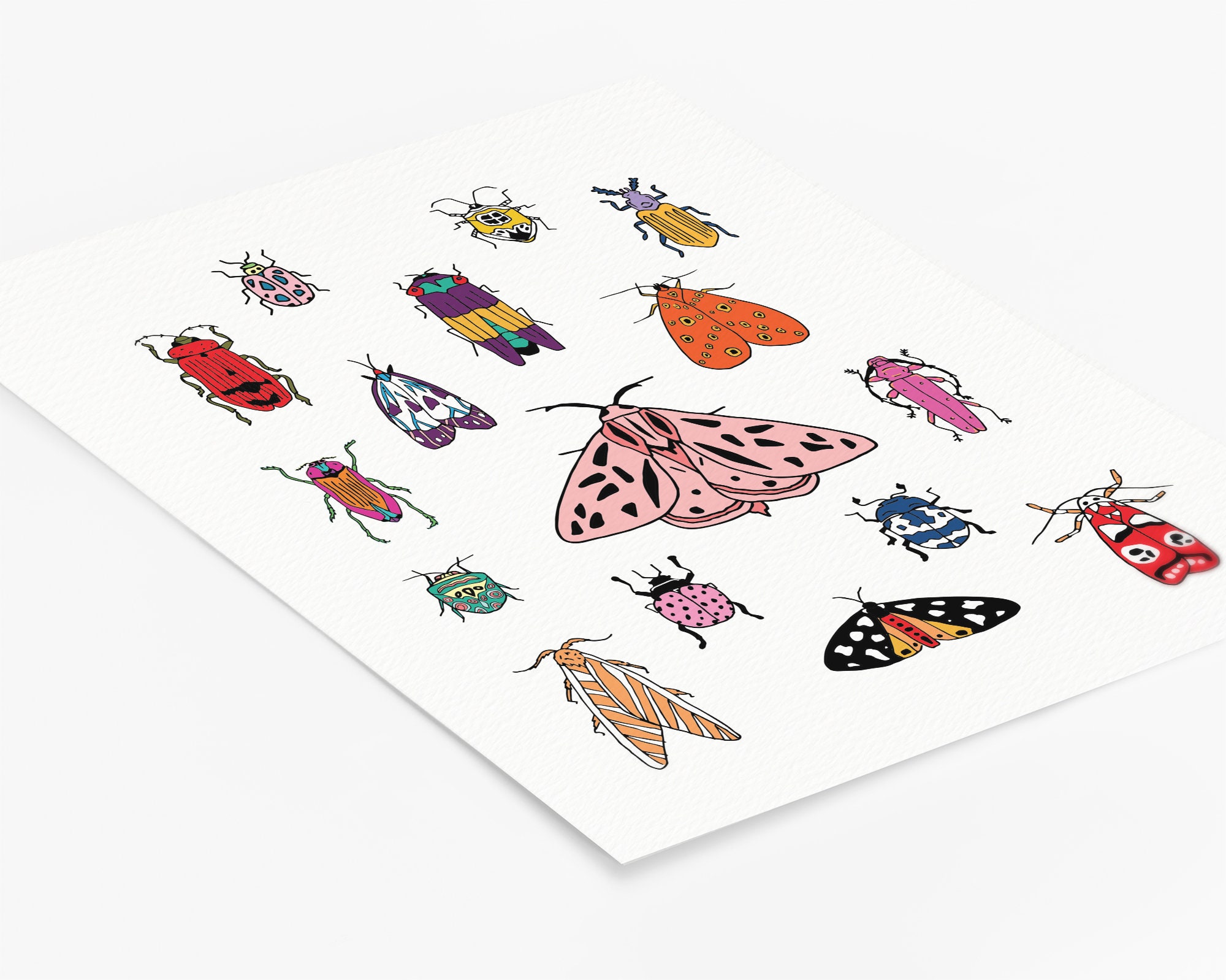 Rainbow Bugs, Colorful Insect 8x10 Illustrated Art Print - Etsy