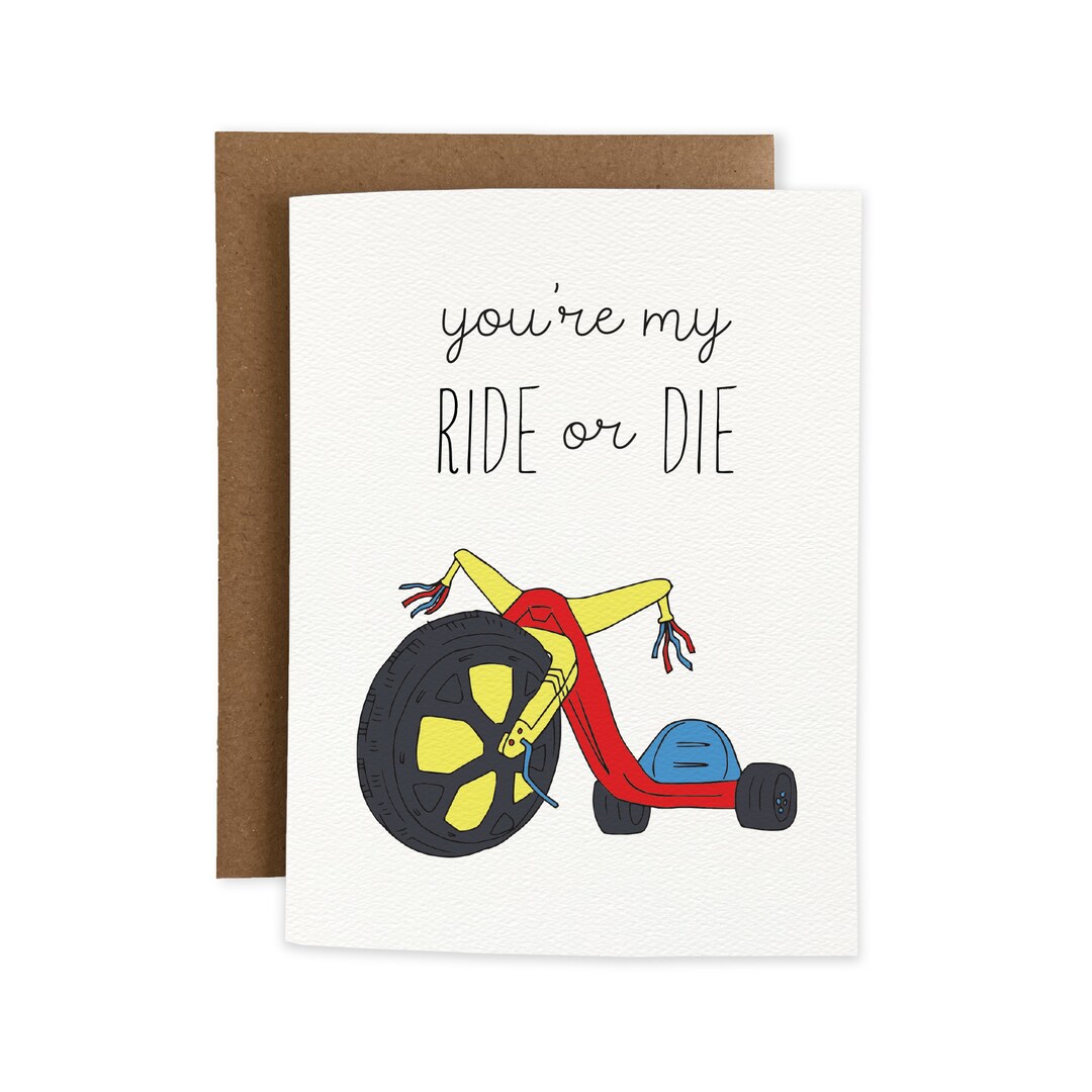 You're My Ride or Die Funny Retro Kids Bicycle Friendship Greeting Card ...