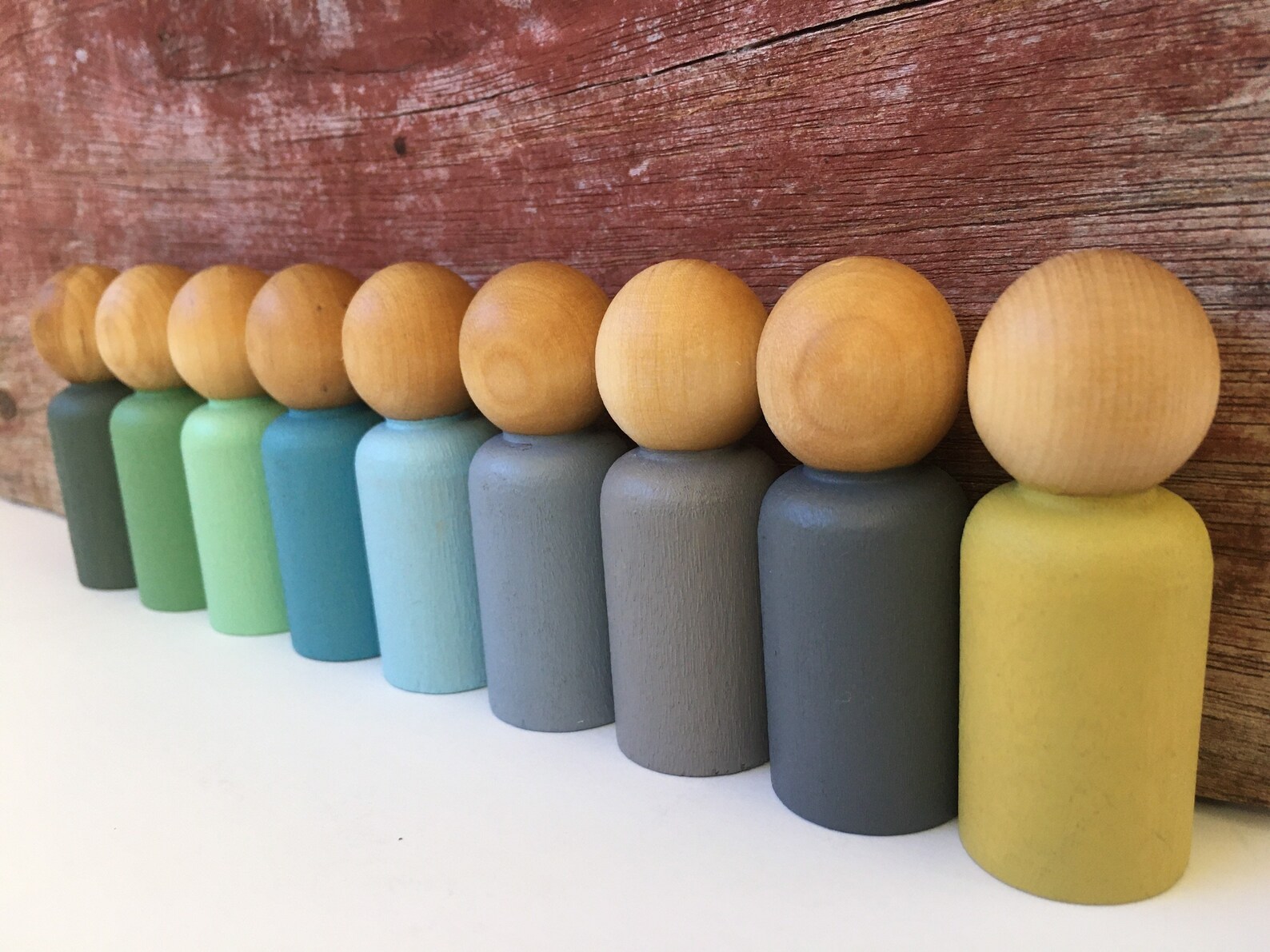 Hand Painted Wooden Peg People Set Natural Wood Peg Dolls - Etsy