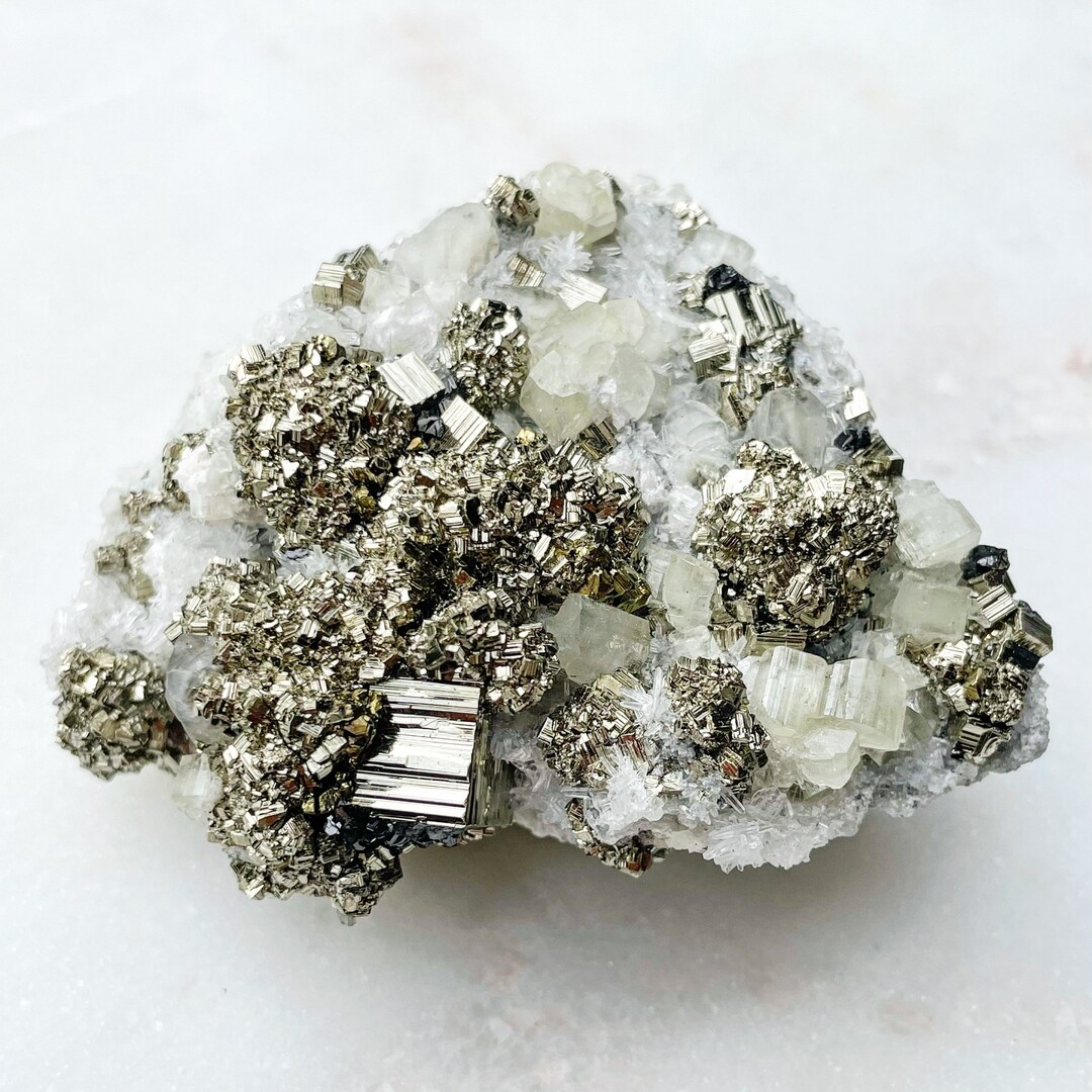 Gold Shimmer Shine; Pyrite Cube; Quart Inclusion; Colorless Apatite ...