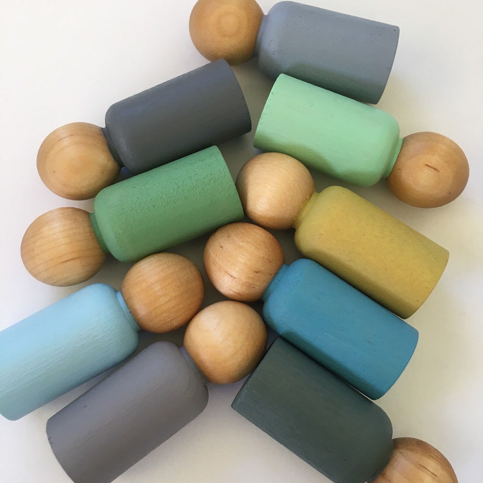 Hand Painted Wooden Peg People Set Natural Wood Peg Dolls - Etsy