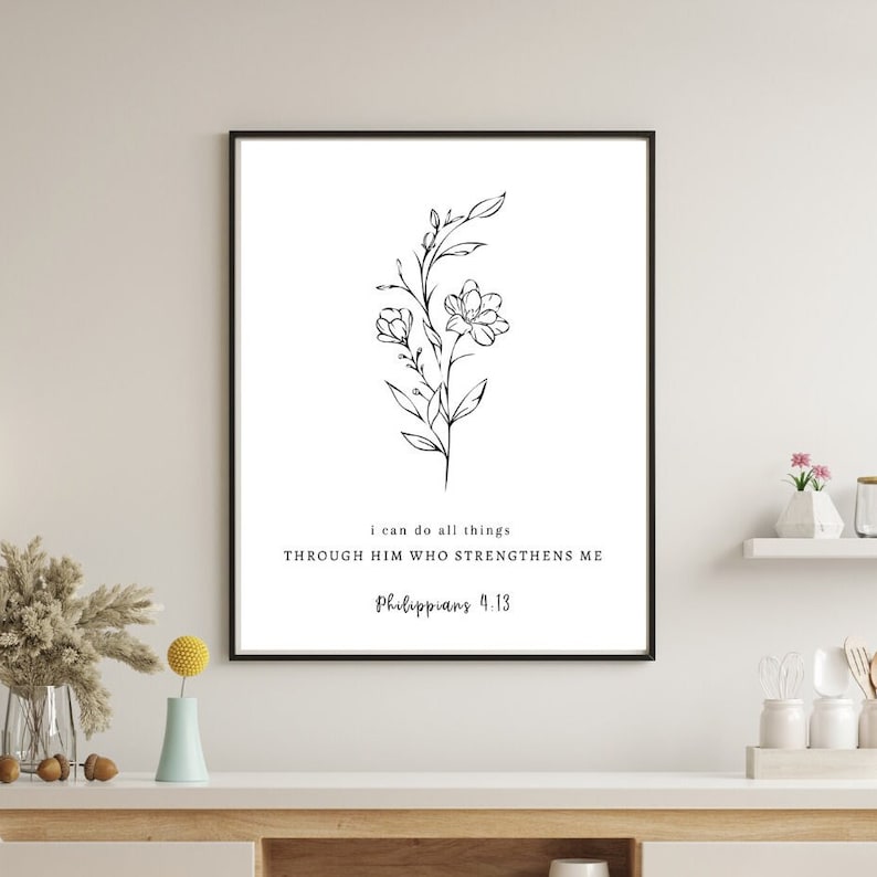 Philippians 4:13 Printable Christian Art Christian Home - Etsy