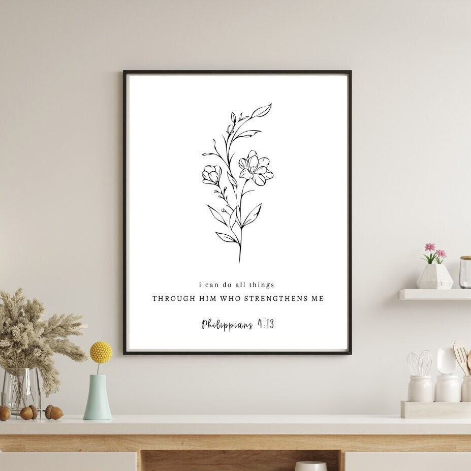 Philippians 4:13 Printable Christian Art Christian Home - Etsy