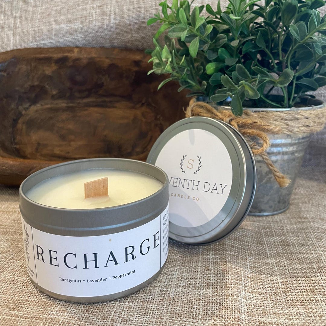 8oz Soy Candle | RECHARGE | Hand Poured Soy Beeswax Candle | Essential ...
