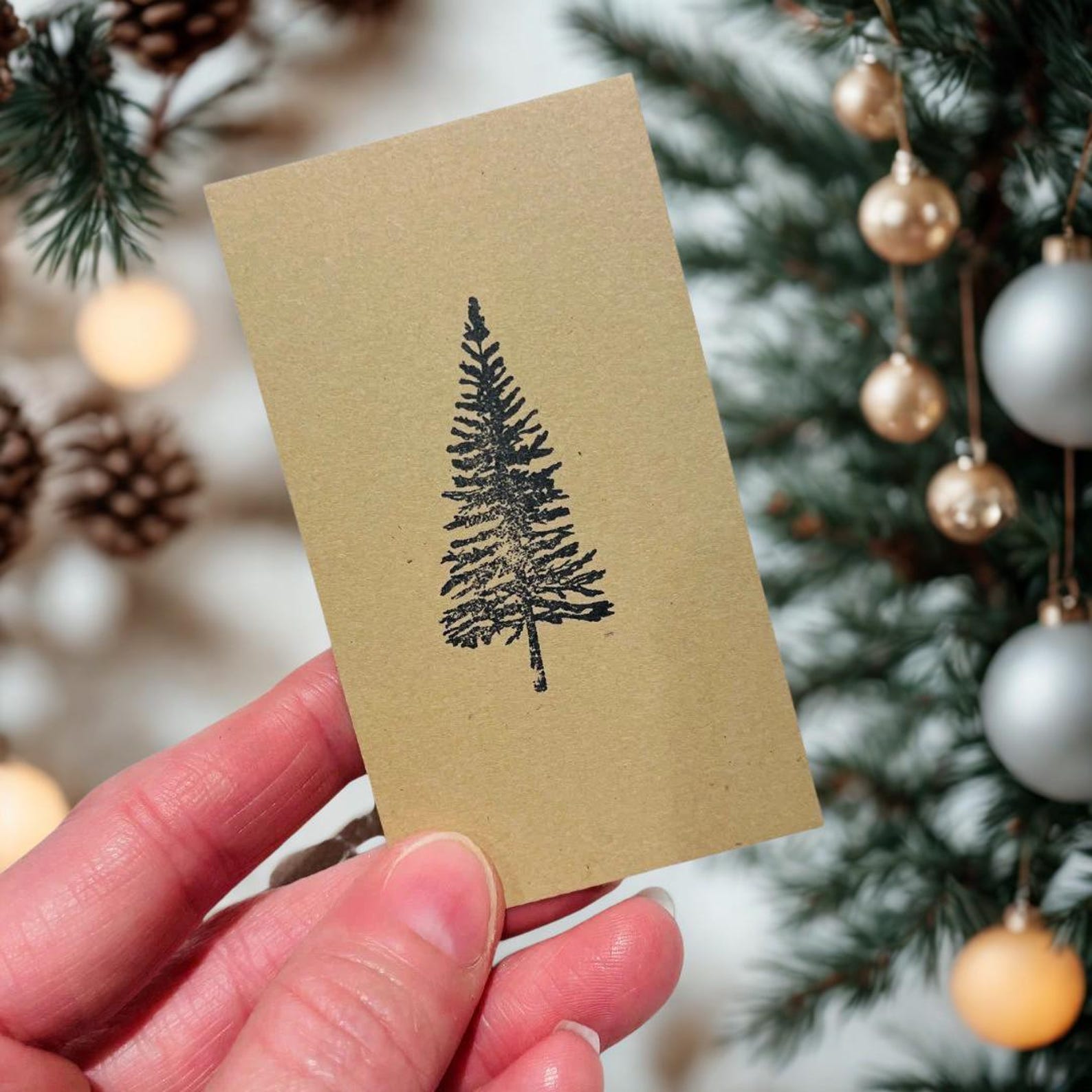 Hand-stamped Christmas Tree Kraft Paper Gift Tags - Etsy