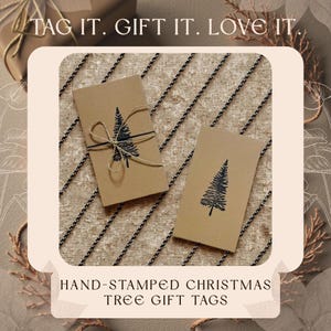 Hand-stamped Christmas Tree Kraft Paper Gift Tags - Etsy