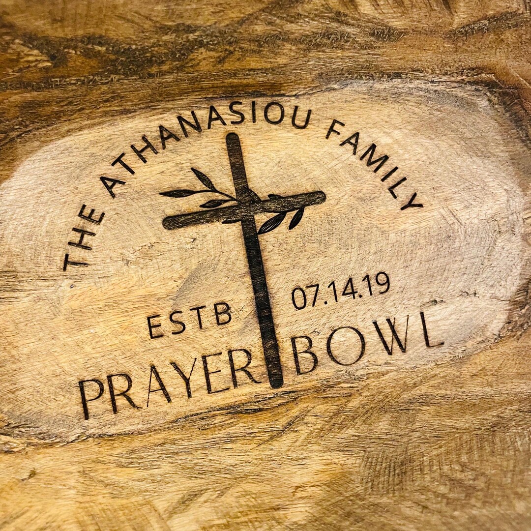 Personalized Family Name Wood Prayer Bowl With Scripture Cards - Etsy