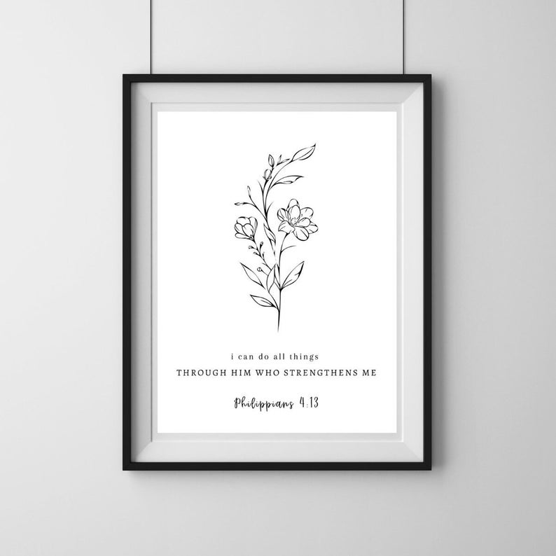 Philippians 4:13 Printable Christian Art Christian Home - Etsy
