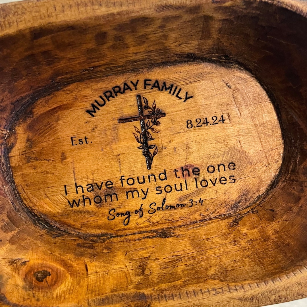 Personalized Wedding Prayer Bowl: Rustic Wooden Catch-all Tray With ...