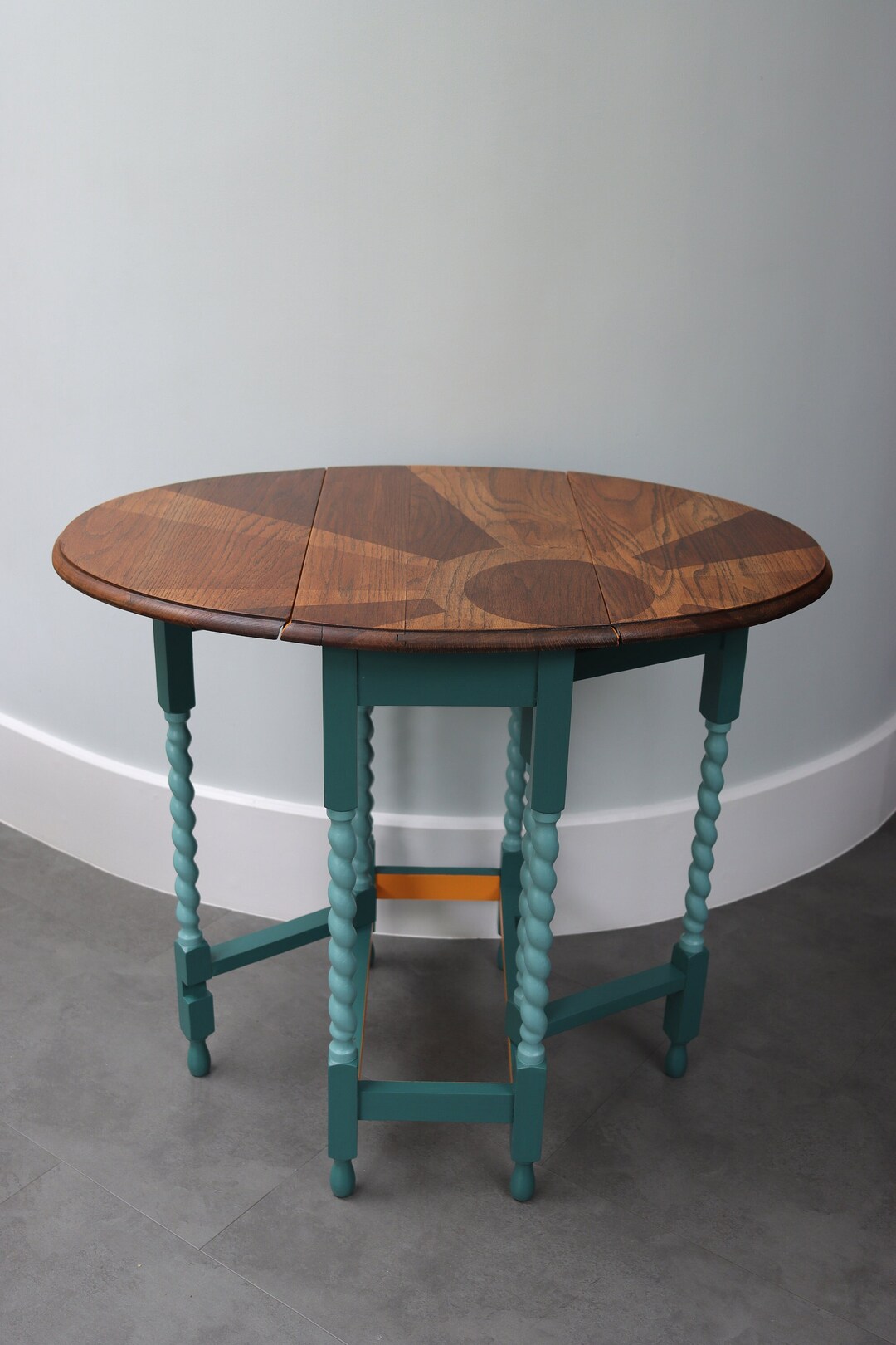 Dazzling Upcycled Drop Leaf Table With Unique Handpainted Sunburst ...