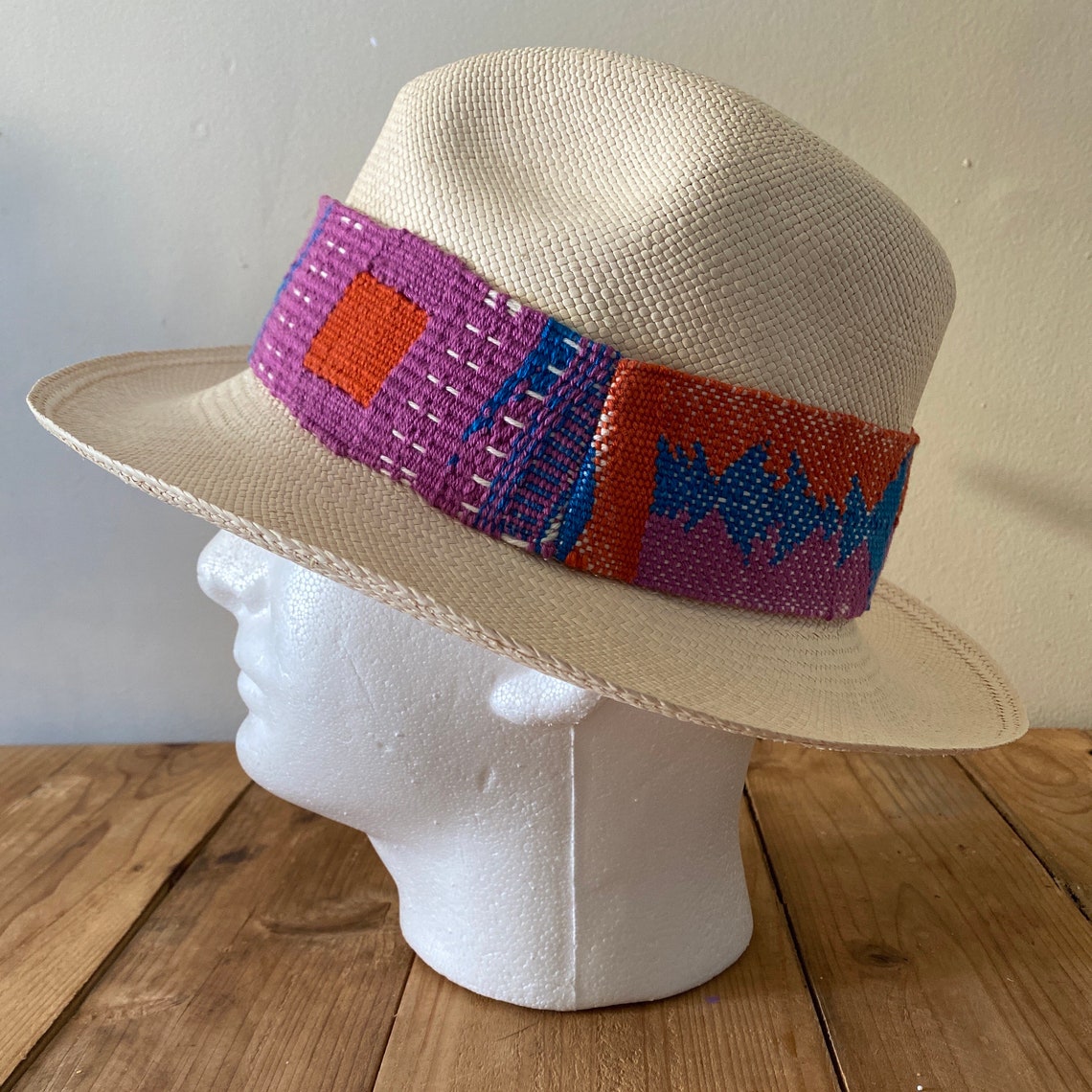 Straw Hat With Handwoven Hat Band - Etsy