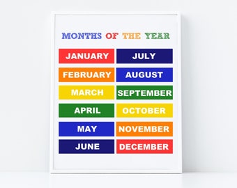 Months of the Year Printable, Montessori Education Poster, Homeschool ...
