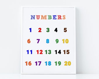 Numbers 1 20 Poster | Etsy