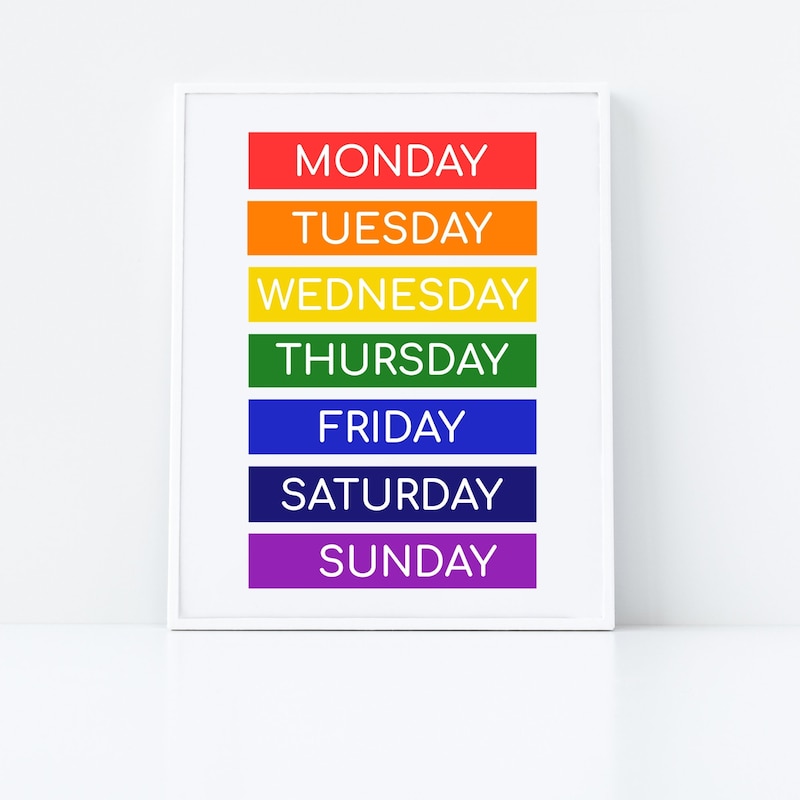Days of the Week Poster - Etsy