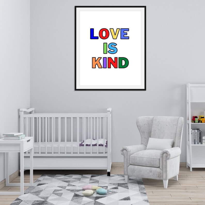 Love is Kind Printable, Kids Room Decor, Bible Verse Print, Printable ...