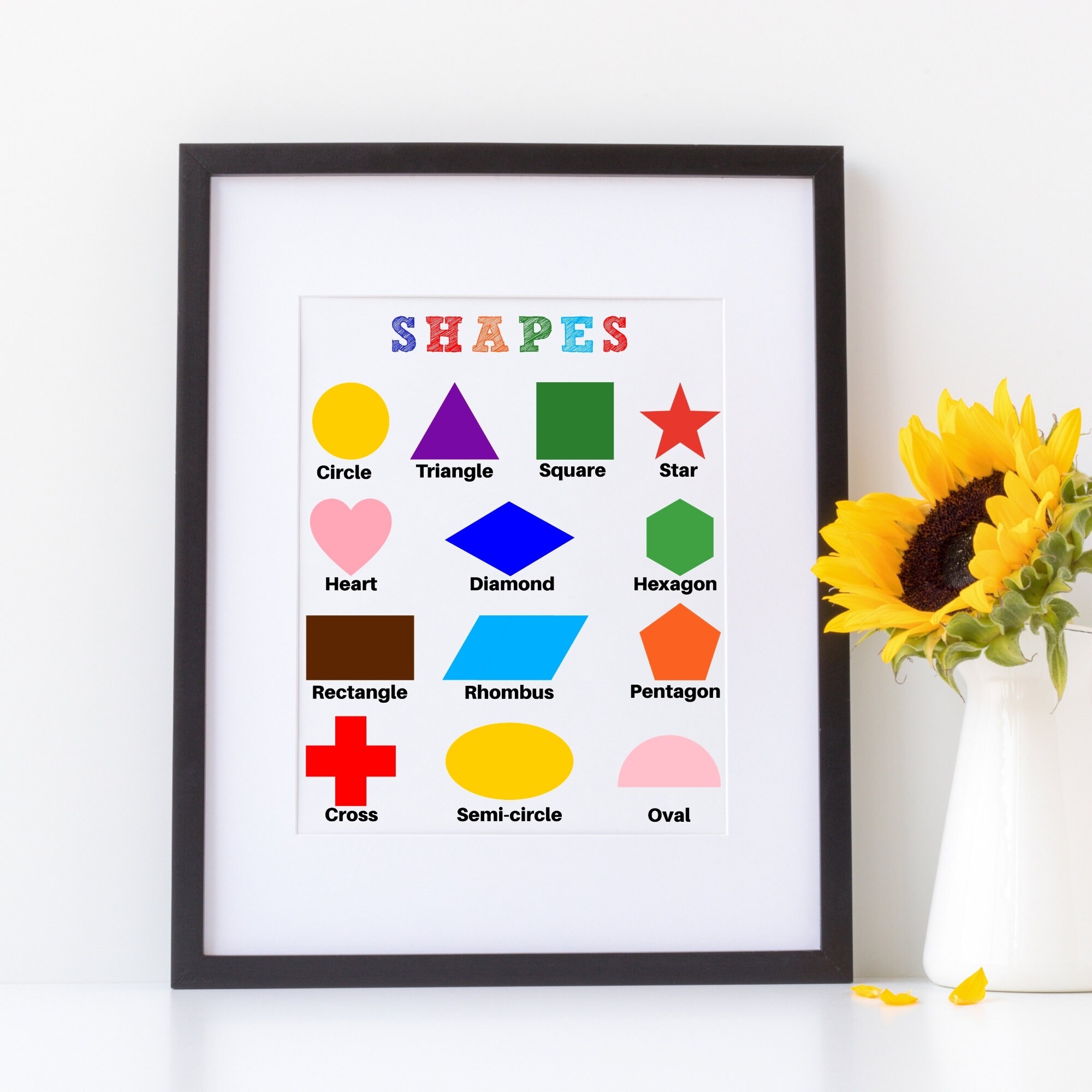Kids Wall Art, Geometric Shapes Print, Educational Prints, Playroom ...