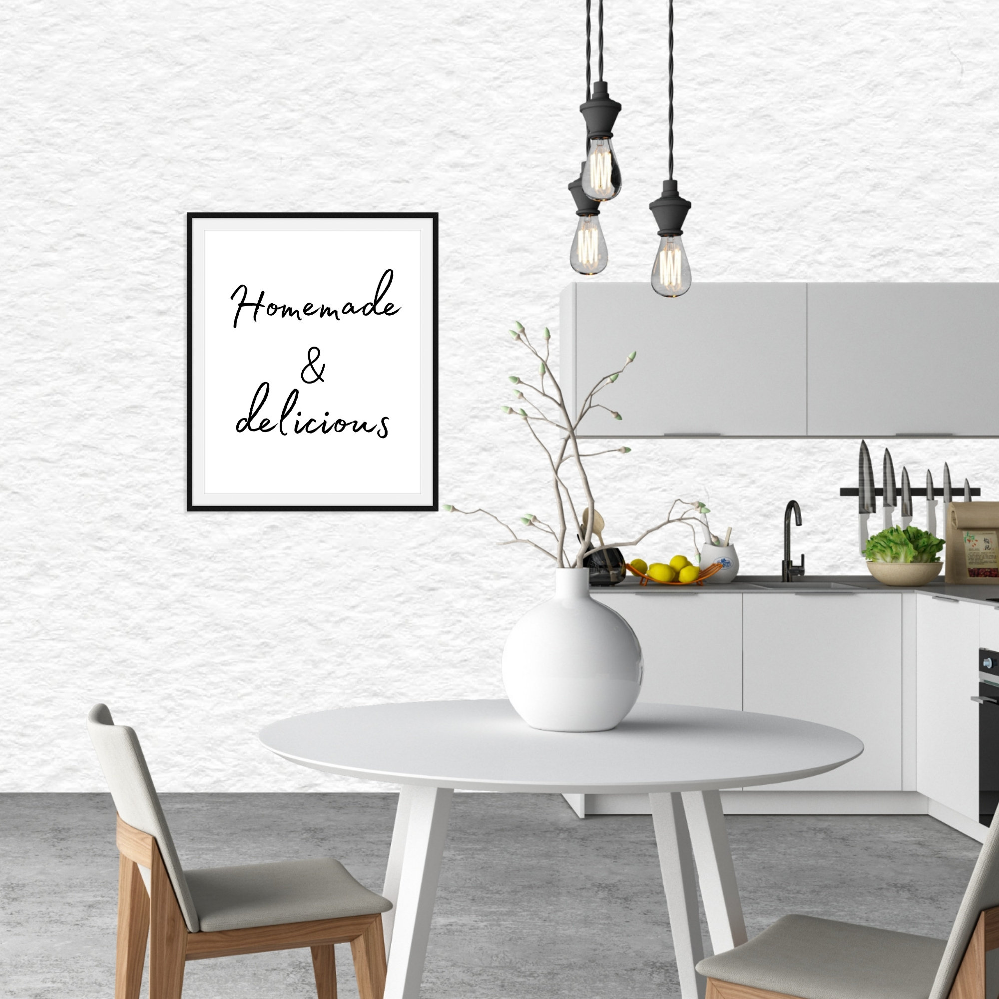 Homemade & Delicious Print | Kitchen Poster | Printable Wall Art for ...