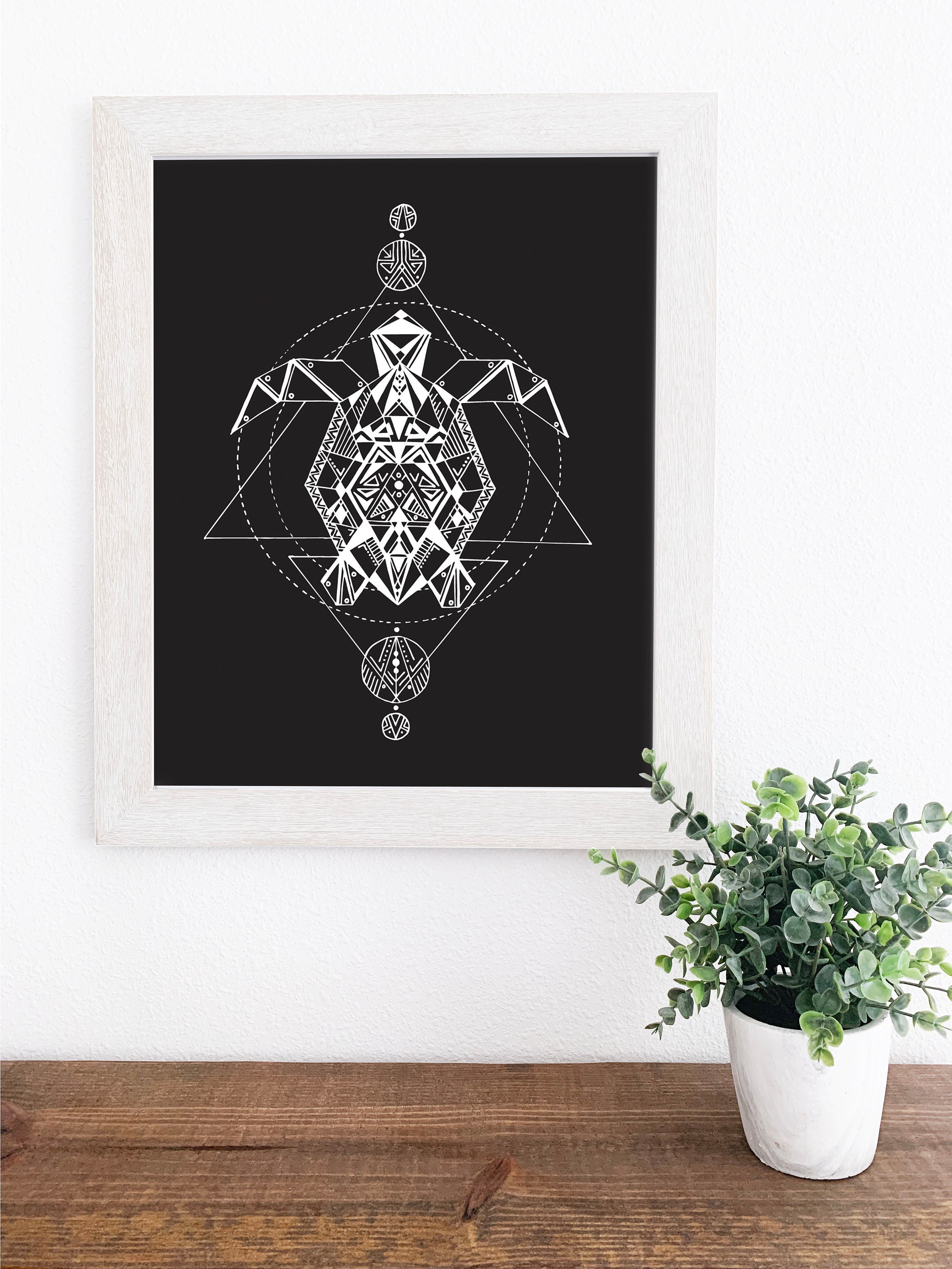 Turtle Wall Art / Hand Drawn Turtle / Geometric Turtle Drawing ...