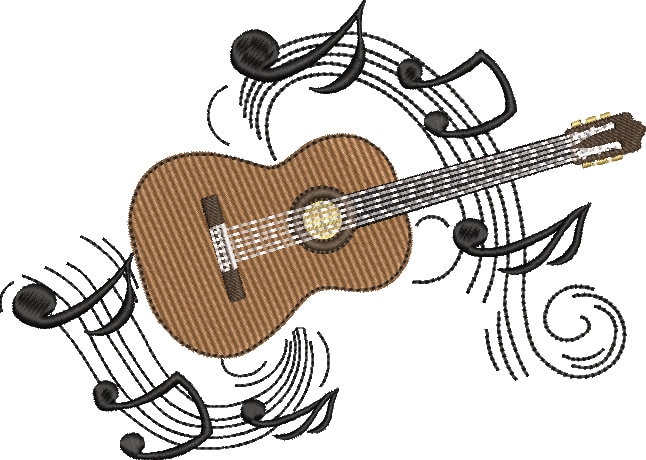 Guitar Embroidery Design, Guitar Embroidery Files, Guitar Machine ...