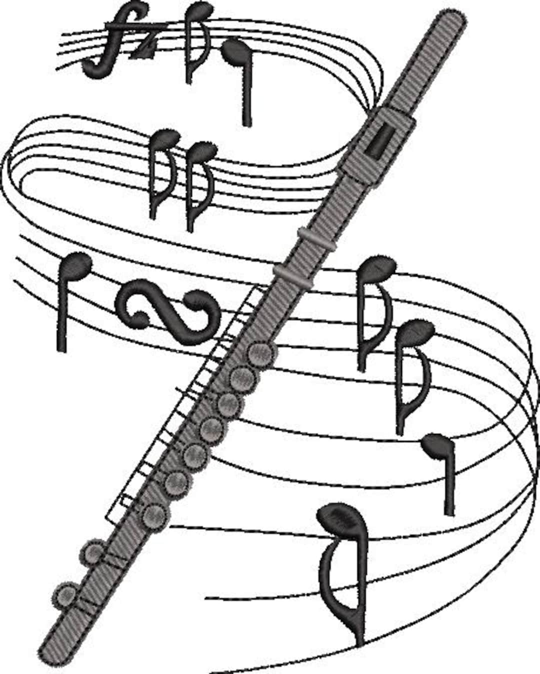 Embroidery Design Flute Sizes 12cm/16cm/20cm - Etsy