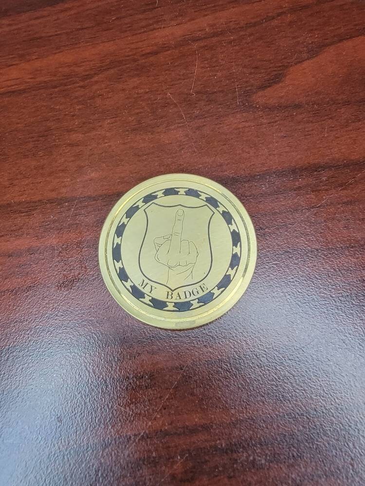 Collectable Black chrome nopanicbutton My Badge challenge coin. Art ...