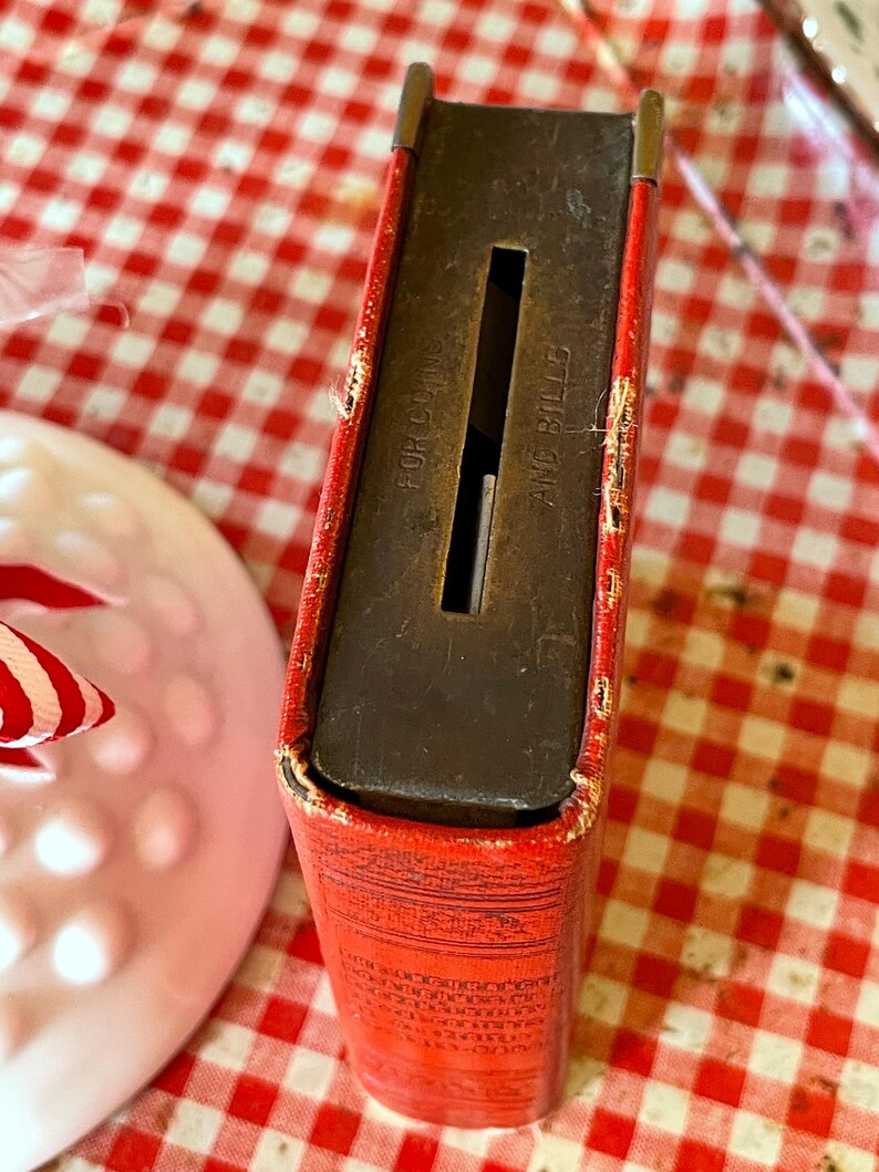 Vintage Coin Bank, Book Bank, Red - Etsy
