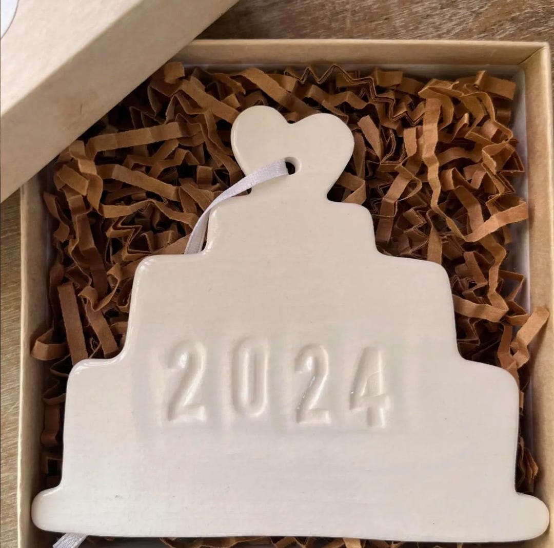 Handmade Ceramic Wedding Cake Christmas Ornament 2024 - Etsy