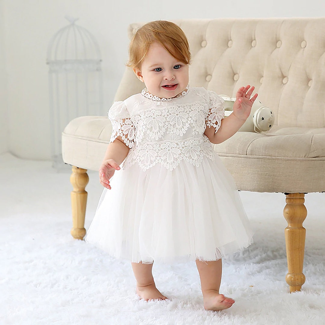 White Lace Christening Gown Infant Baptism Dress Unique Baby - Etsy