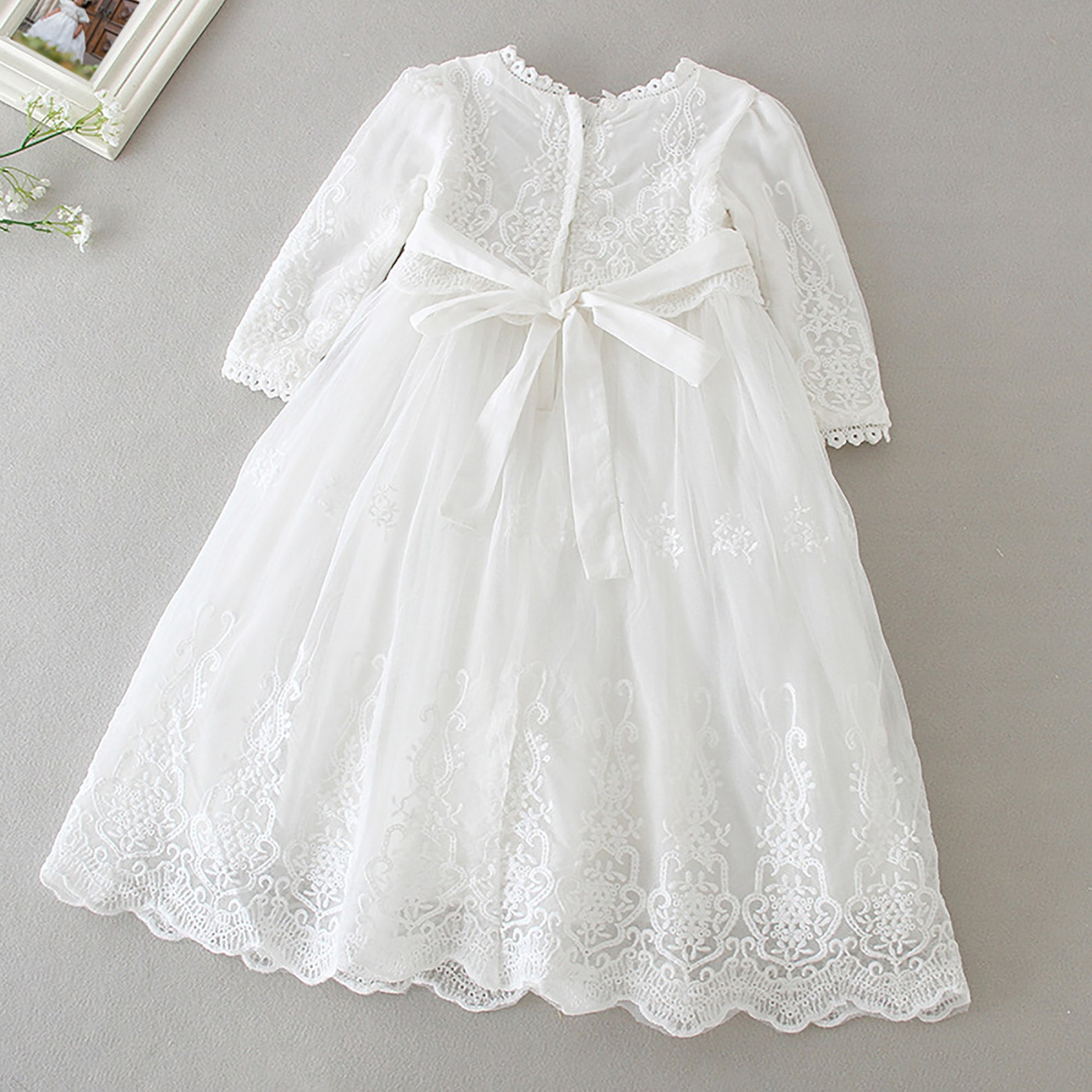 White Lace Christening Gown Infant Baptism Dress Unique Baby - Etsy