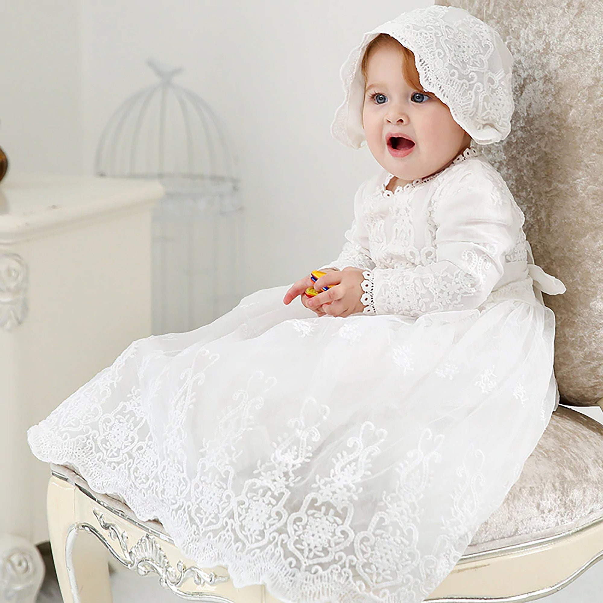 White Lace Christening Gown Infant Baptism Dress Unique Baby - Etsy