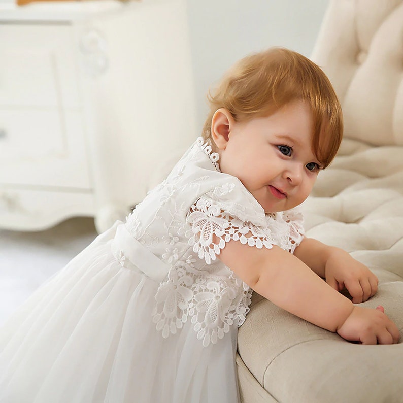 White Lace Christening Gown Infant Baptism Dress Unique Baby - Etsy