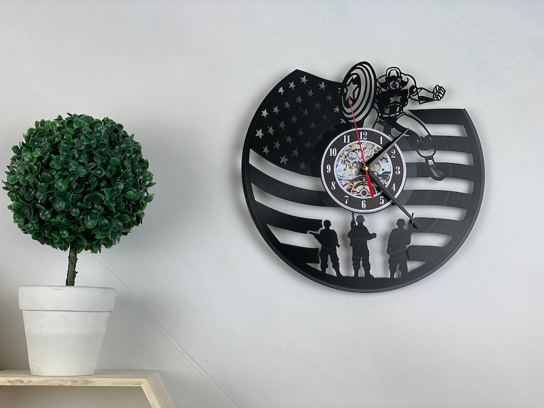 American Flag Vinyl Record Clock Superhero Room Decor Memorial Day ...