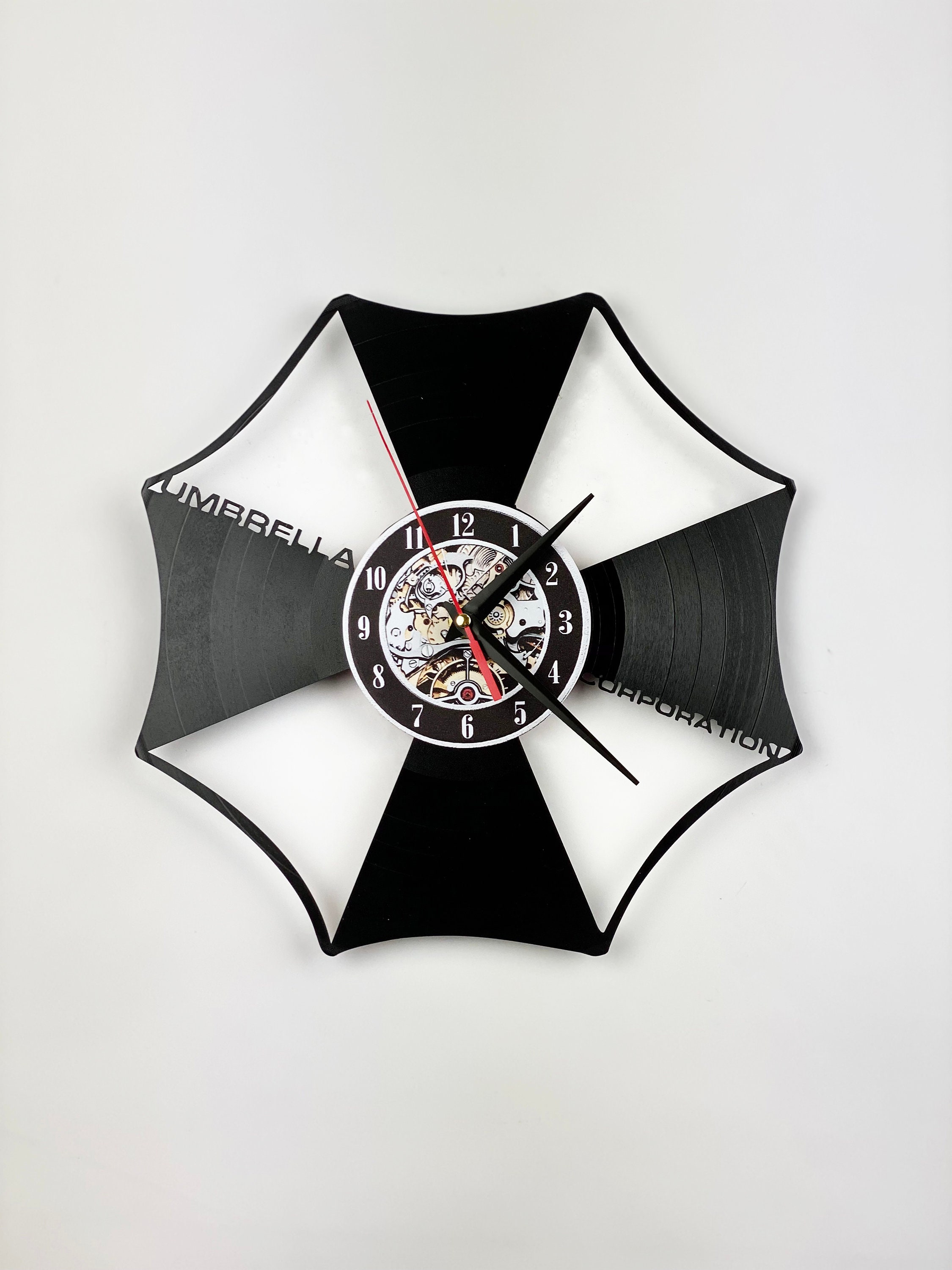 Nerd Room Decor Video Game Theme Vinyl Record Wall Clock Umbrella Corp ...