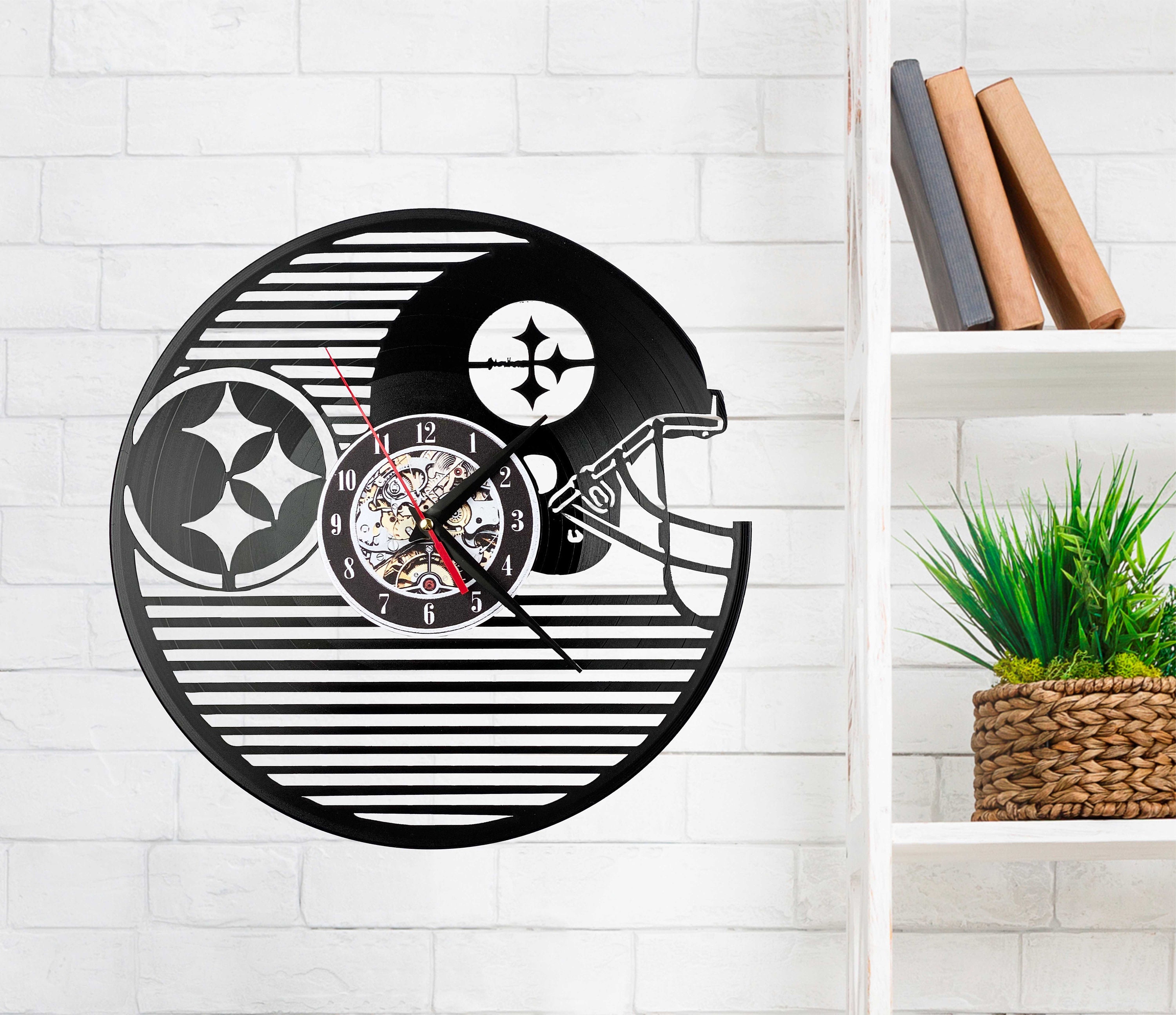 Steelers Wall Decor Vinyl Record Clock Man Cave Wall Clock Teenager Boy ...